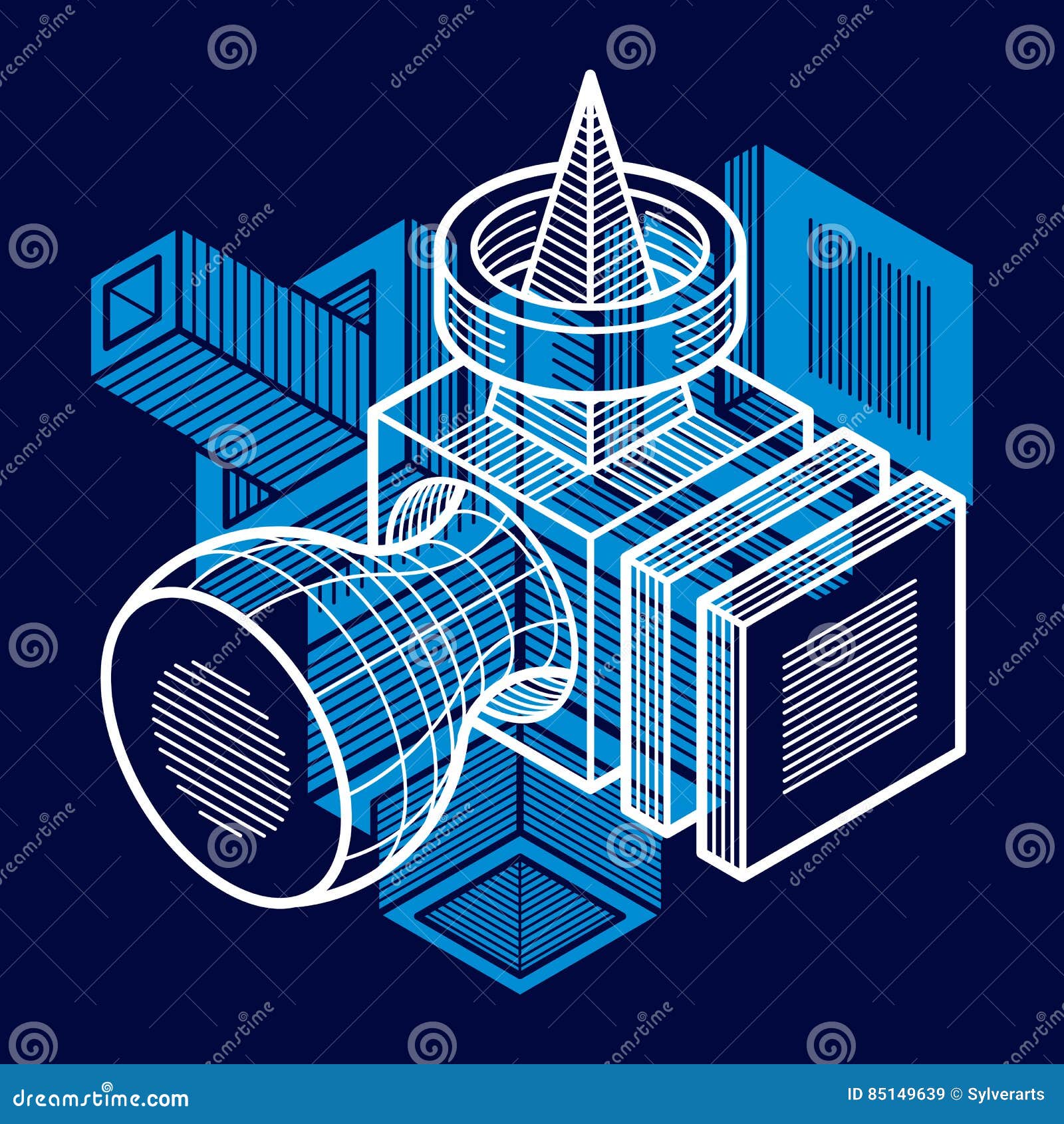 3D Engineering Vector, Abstract Shape Made Using Cubes and Geometric ...