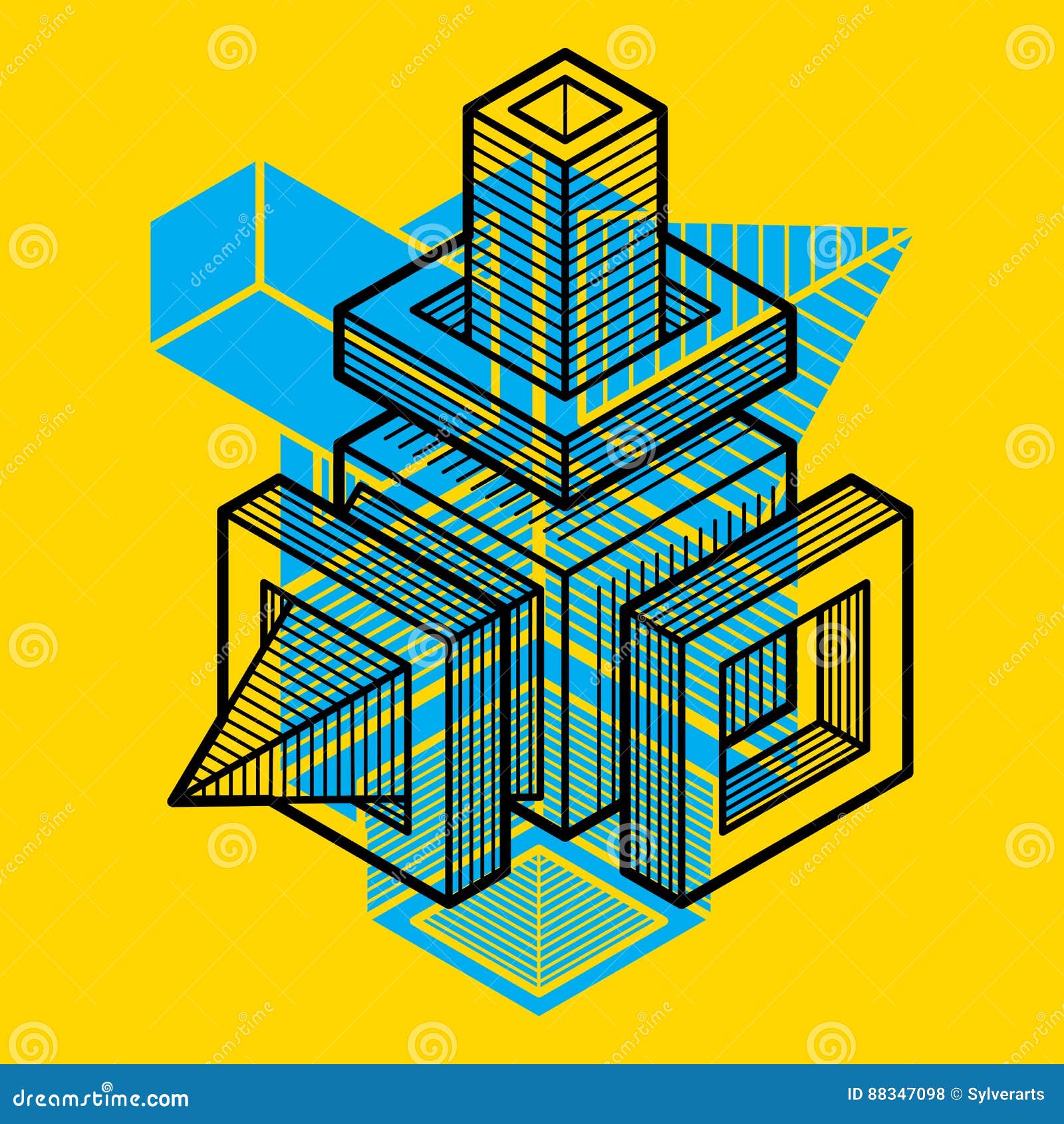 3D Engineering Vector, Abstract Shape Made Using Cubes and Geometric ...