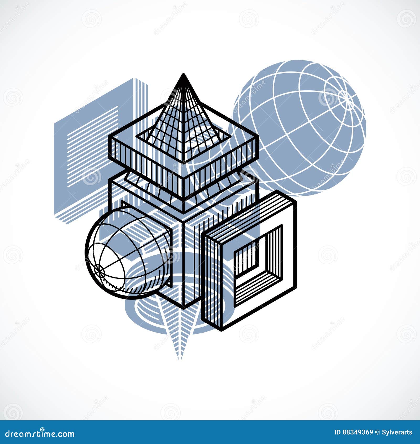 3D Engineering Vector, Abstract Shape Made Using Cubes and Geometric ...