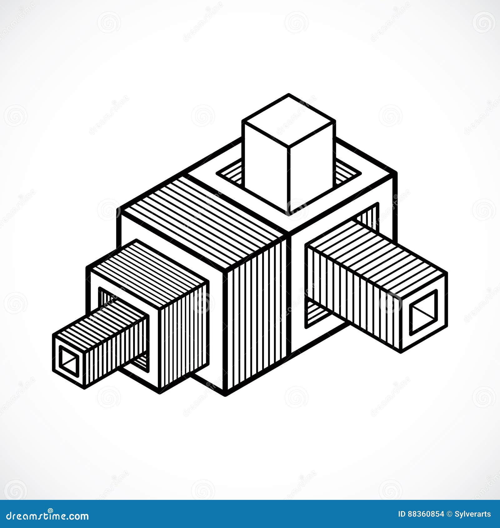 3D Engineering Vector, Abstract Shape Made Using Cubes and Geometric ...