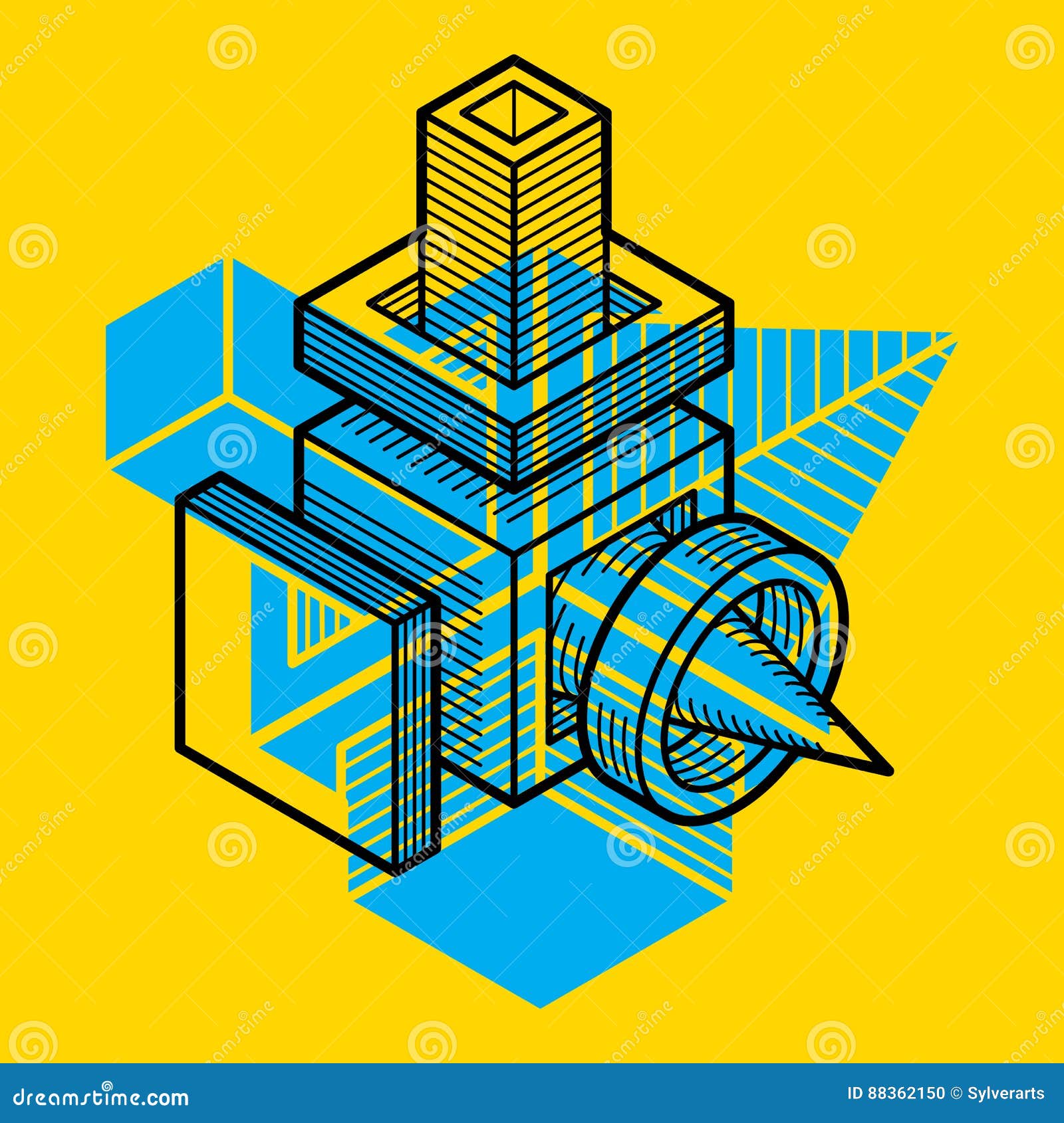 3D Engineering Vector, Abstract Shape Made Using Cubes and Geometric ...