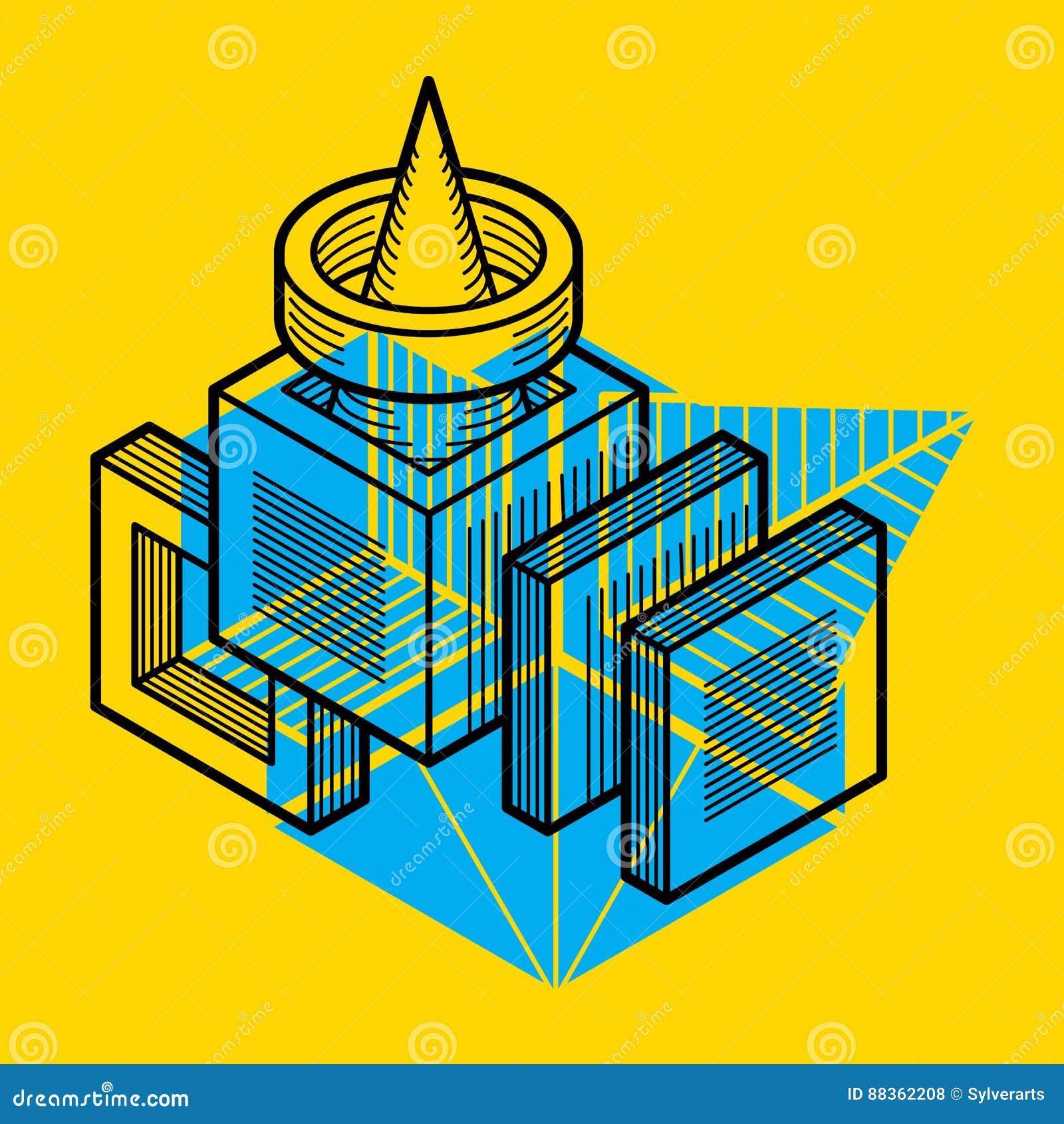 3D Engineering Vector, Abstract Shape Made Using Cubes and Geometric ...