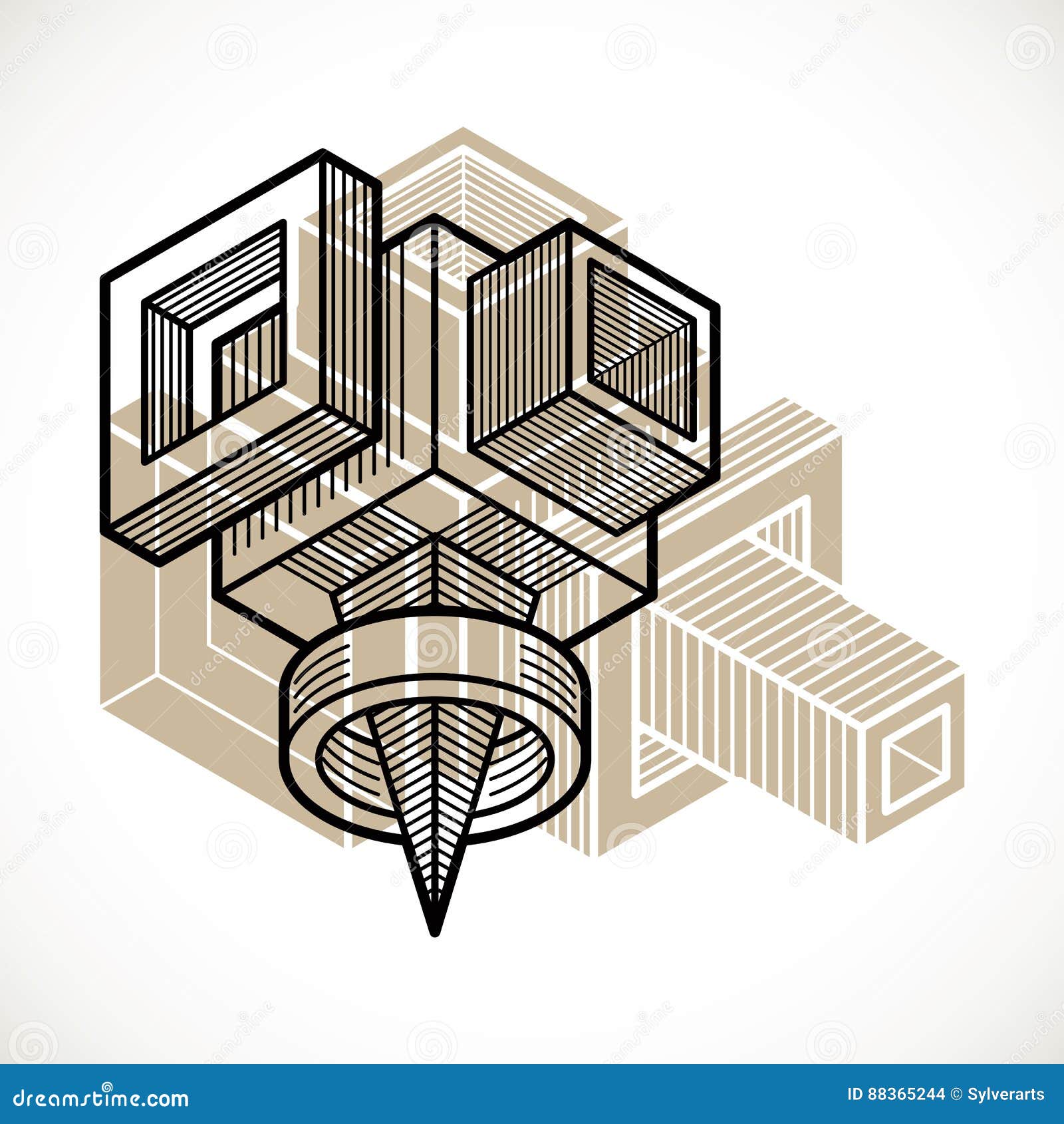 3D Engineering Vector, Abstract Shape Made Using Cubes and Geometric ...