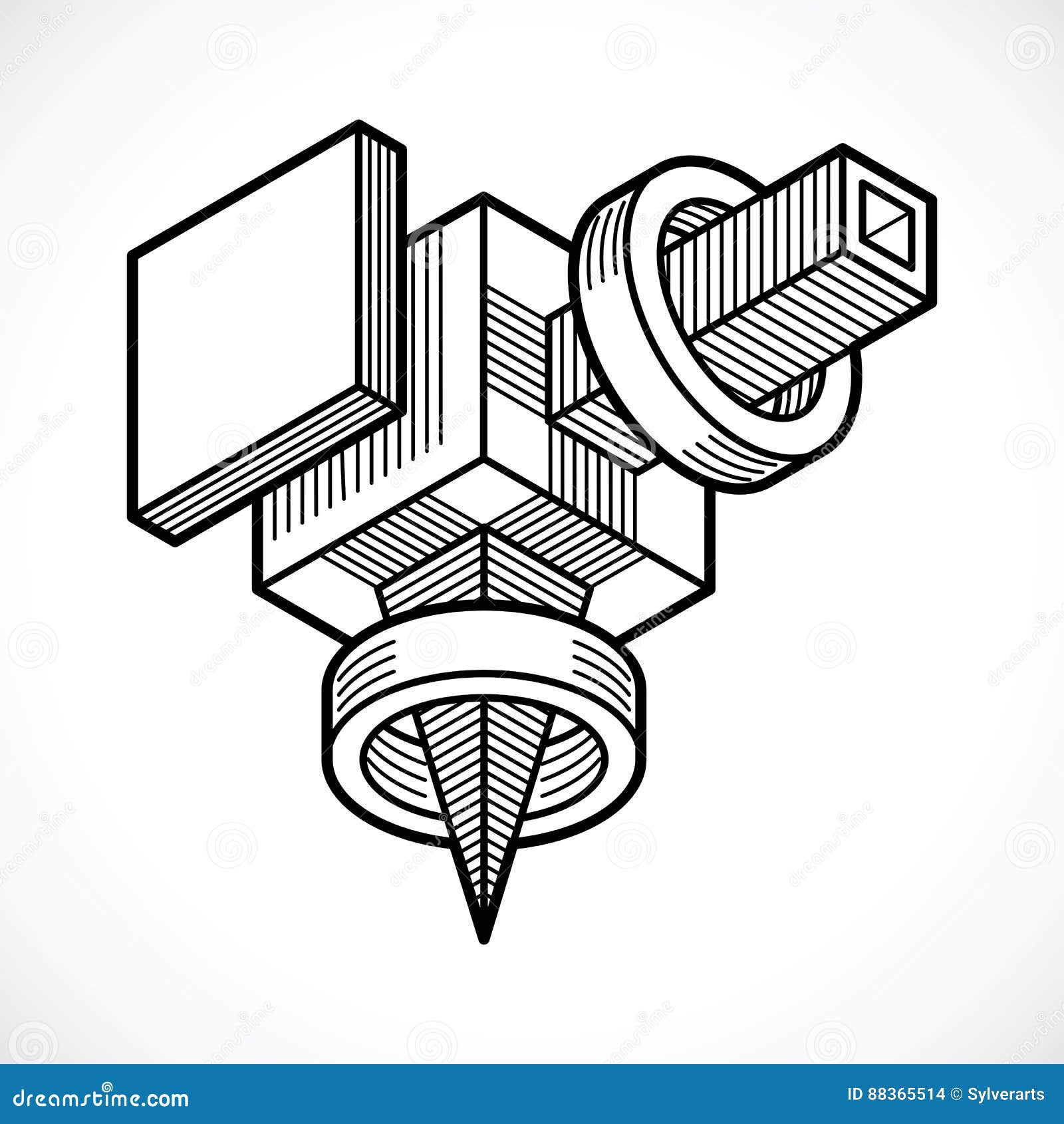3D Engineering Vector, Abstract Shape Made Using Cubes and Geometric ...