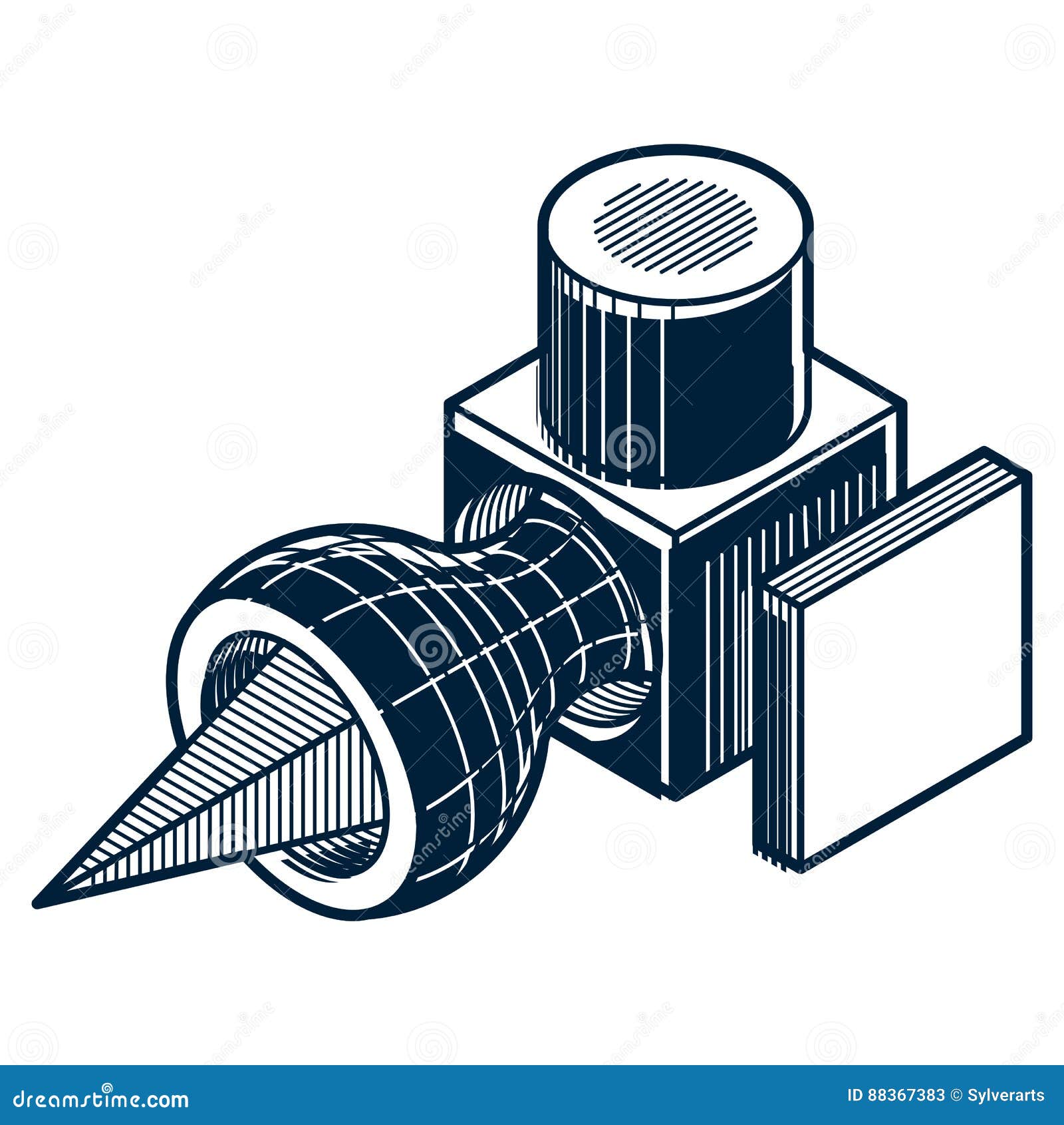 3D Engineering Vector, Abstract Shape Made Using Cubes and Geometric ...