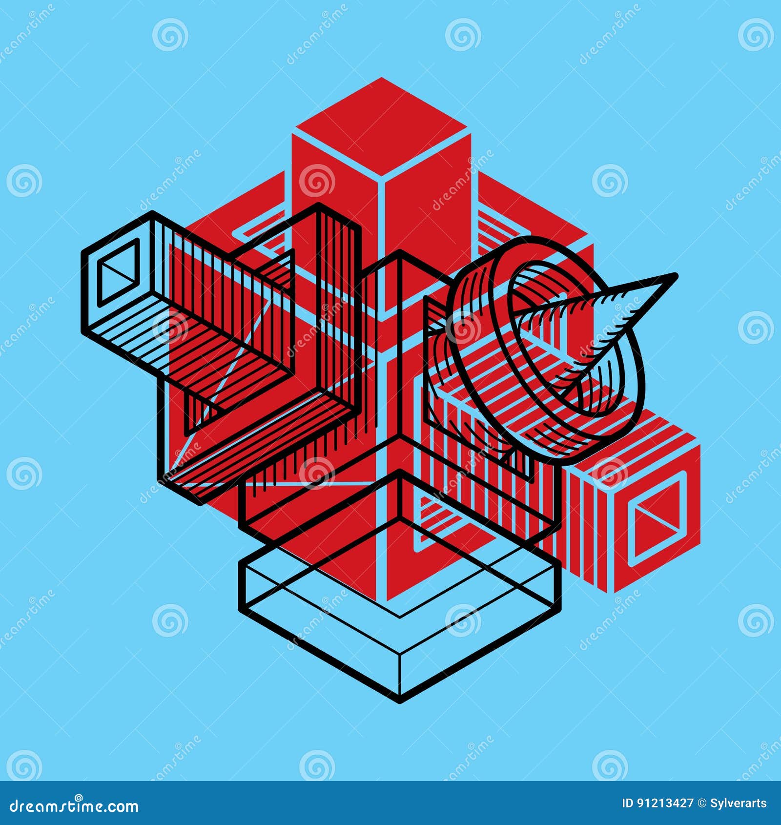 3D Engineering Vector, Abstract Shape Made Using Cubes and Geometric ...