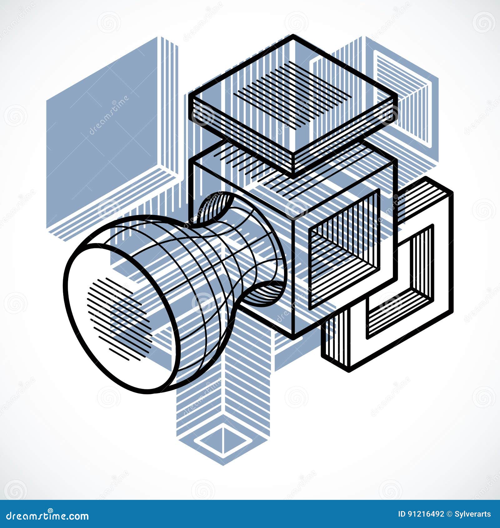 3D Engineering Vector, Abstract Shape Made Using Cubes and Geometric ...