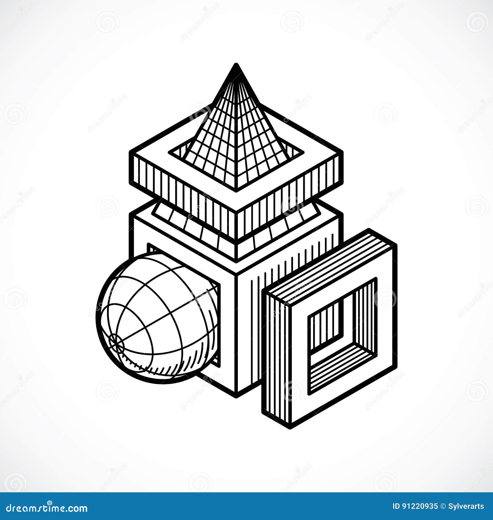 3D Engineering Vector, Abstract Shape Made Using Cubes and Geometric ...