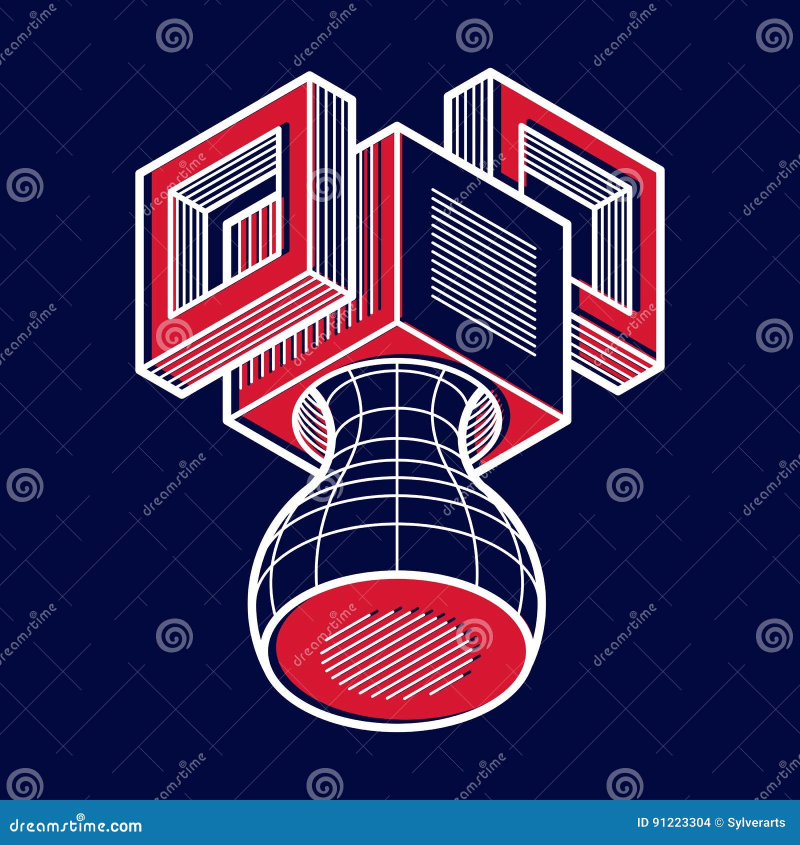 3D Engineering Vector, Abstract Shape Made Using Cubes and Geometric ...