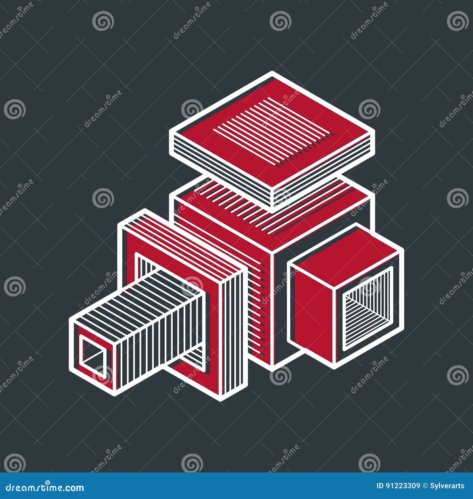 3D Engineering Vector, Abstract Shape Made Using Cubes and Geometric ...