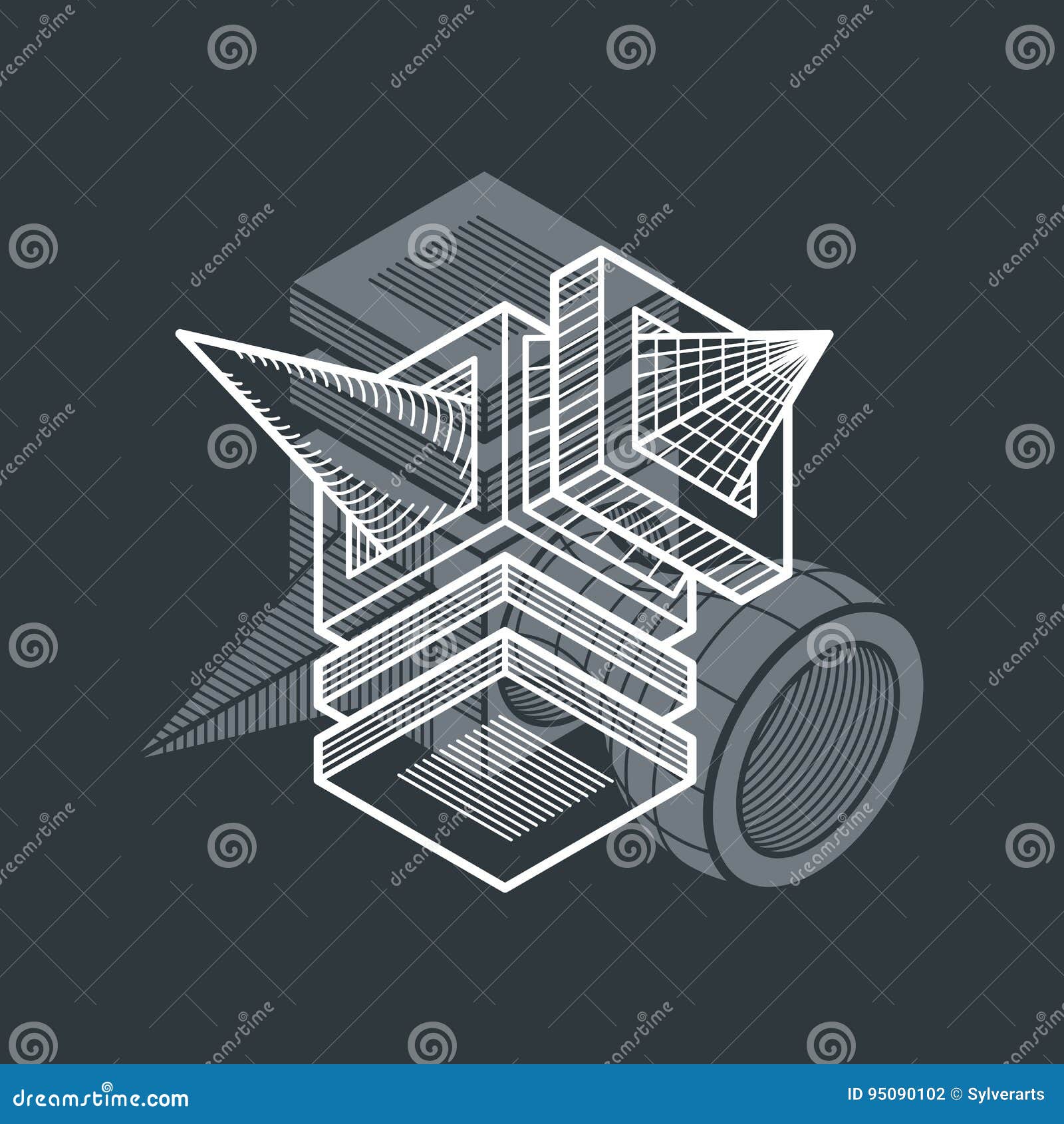 3D Engineering Vector, Abstract Shape Made Using Cubes and Geometric ...