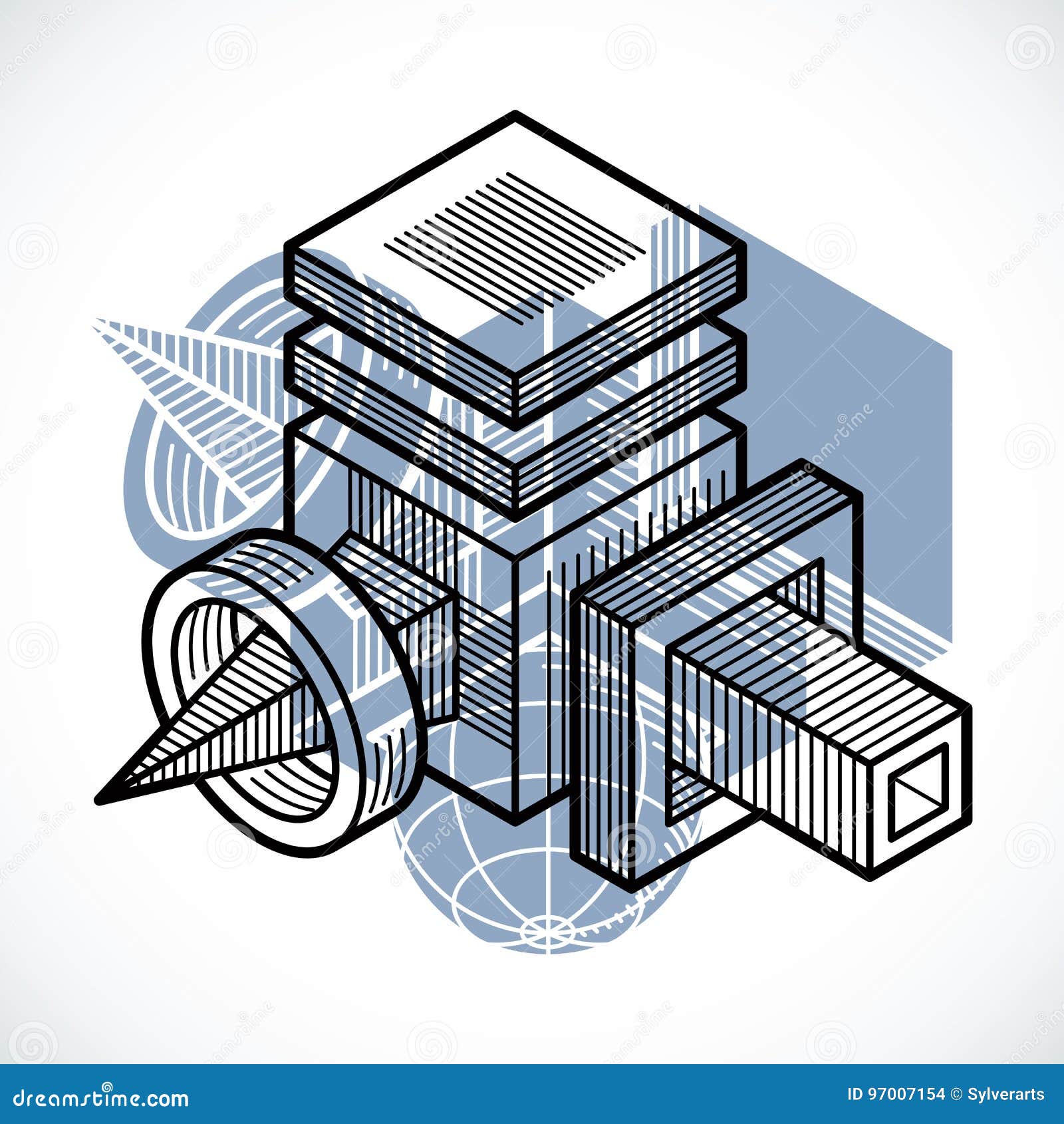 3D Engineering Vector, Abstract Shape Made Using Cubes and Geometric ...