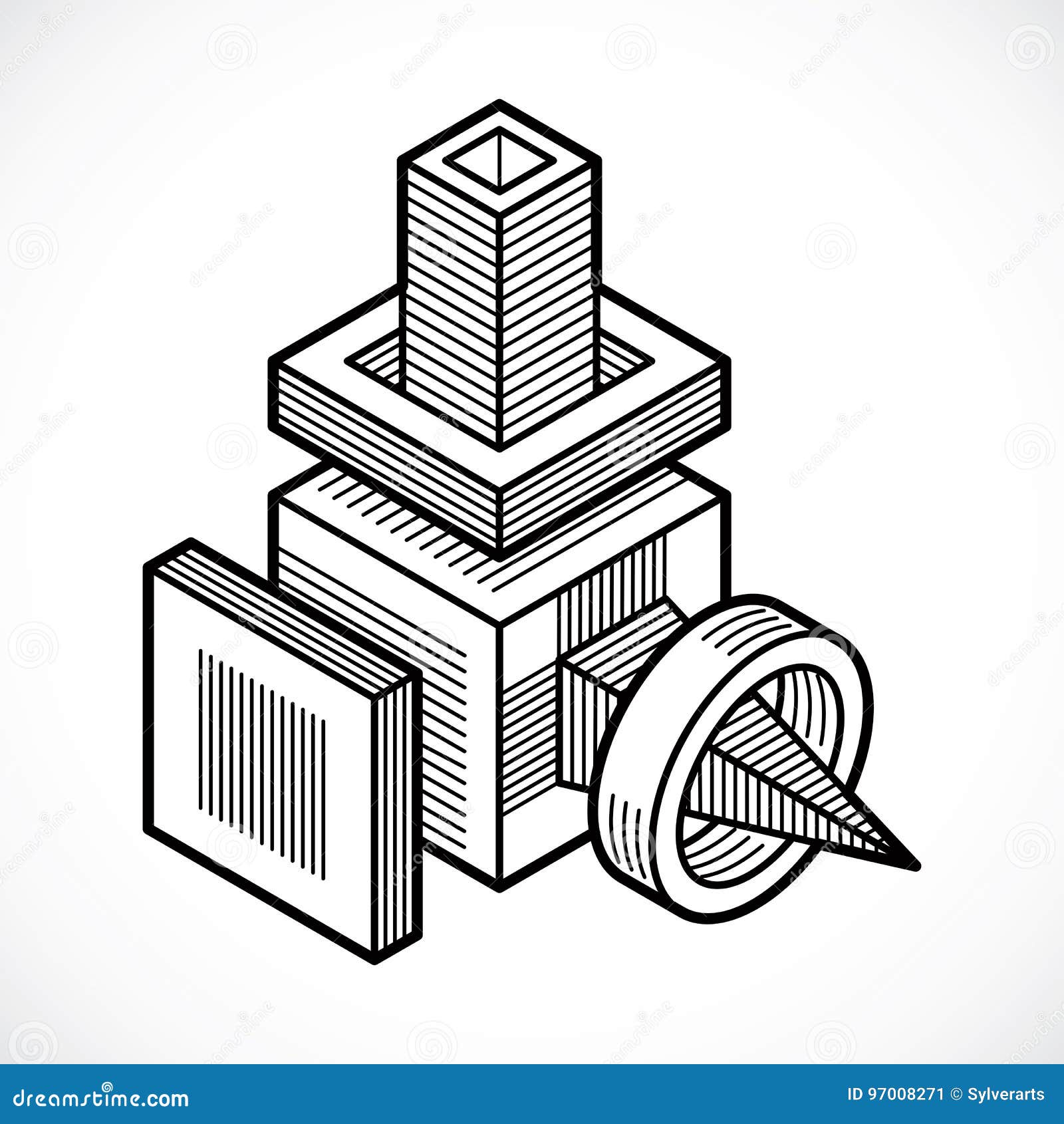 3D Engineering Vector, Abstract Shape Made Using Cubes and Geometric ...