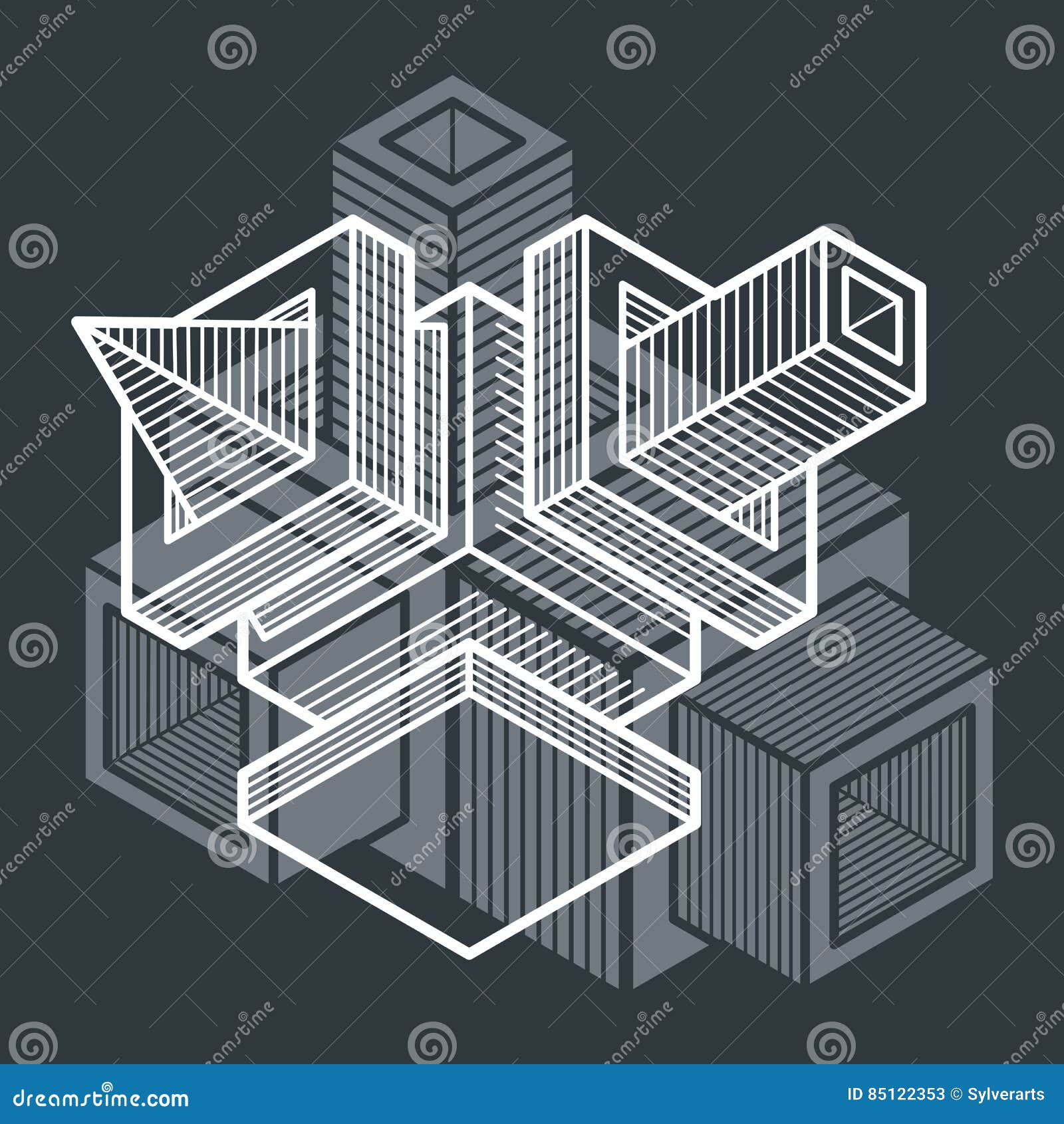 3D Engineering Vector, Abstract Shape Made Using Cubes and Geometric ...