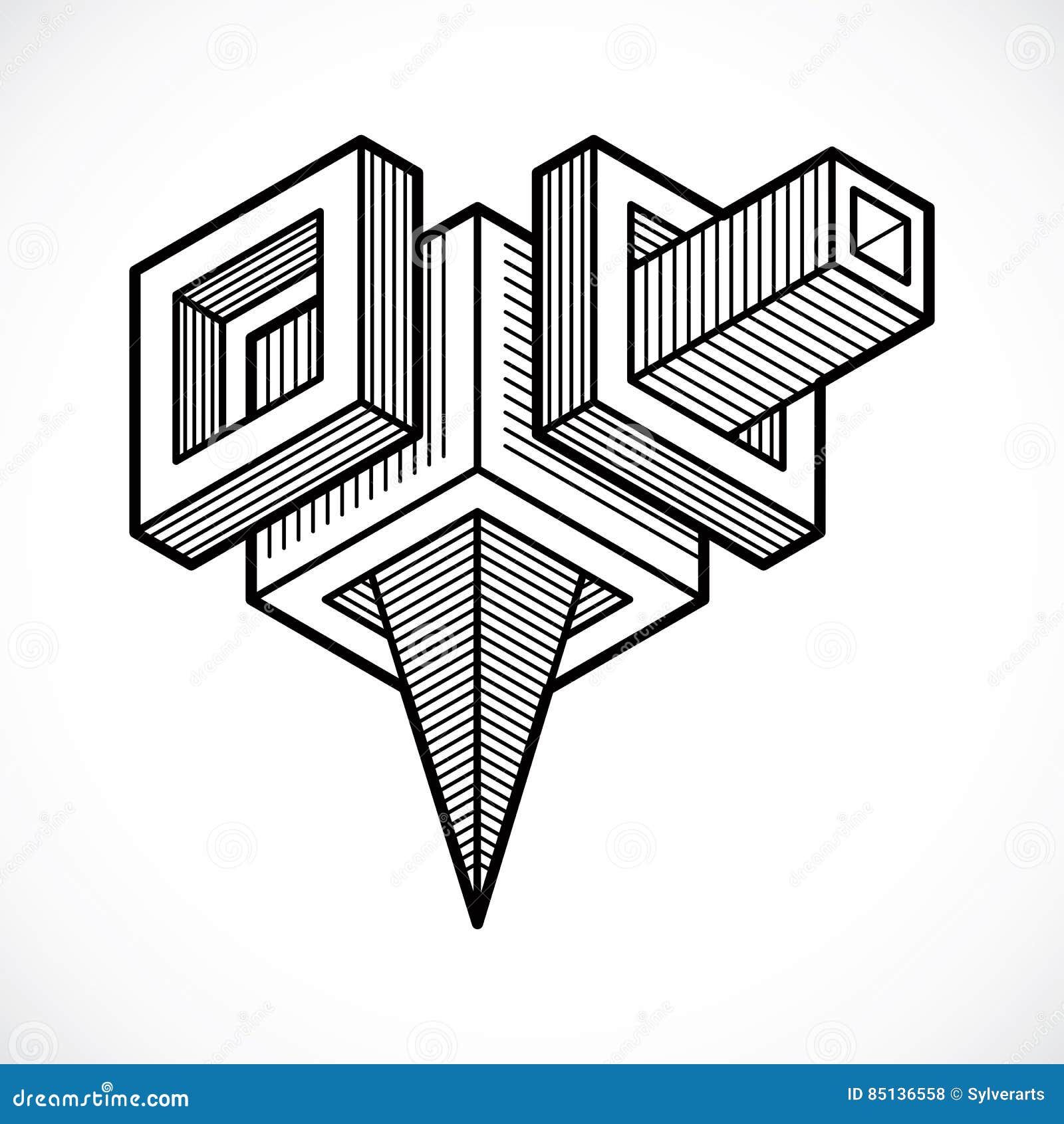 3D Engineering Vector, Abstract Shape Made Using Cubes and Geometric ...