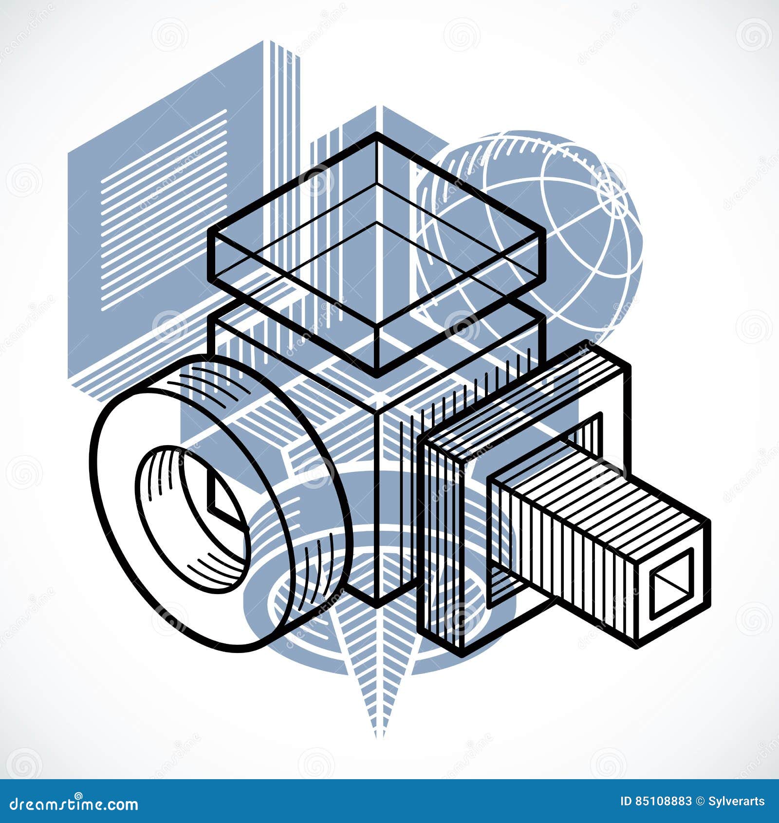 3D Engineering Vector, Abstract Shape Made Using Cubes and Geometric ...