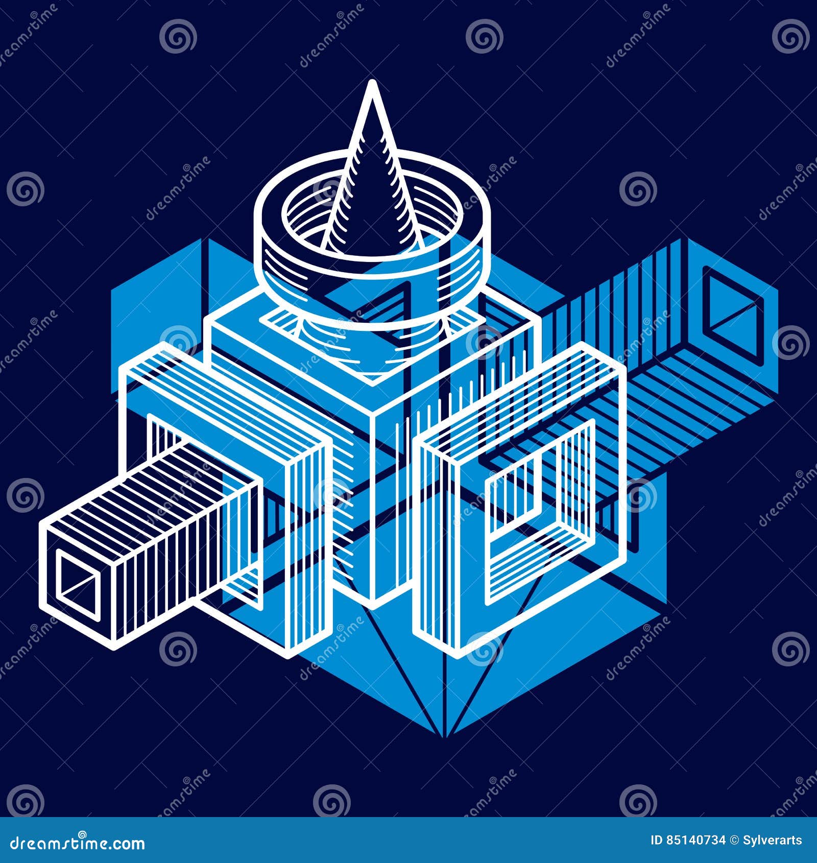 3D Engineering Vector, Abstract Shape Made Using Cubes and Geometric ...