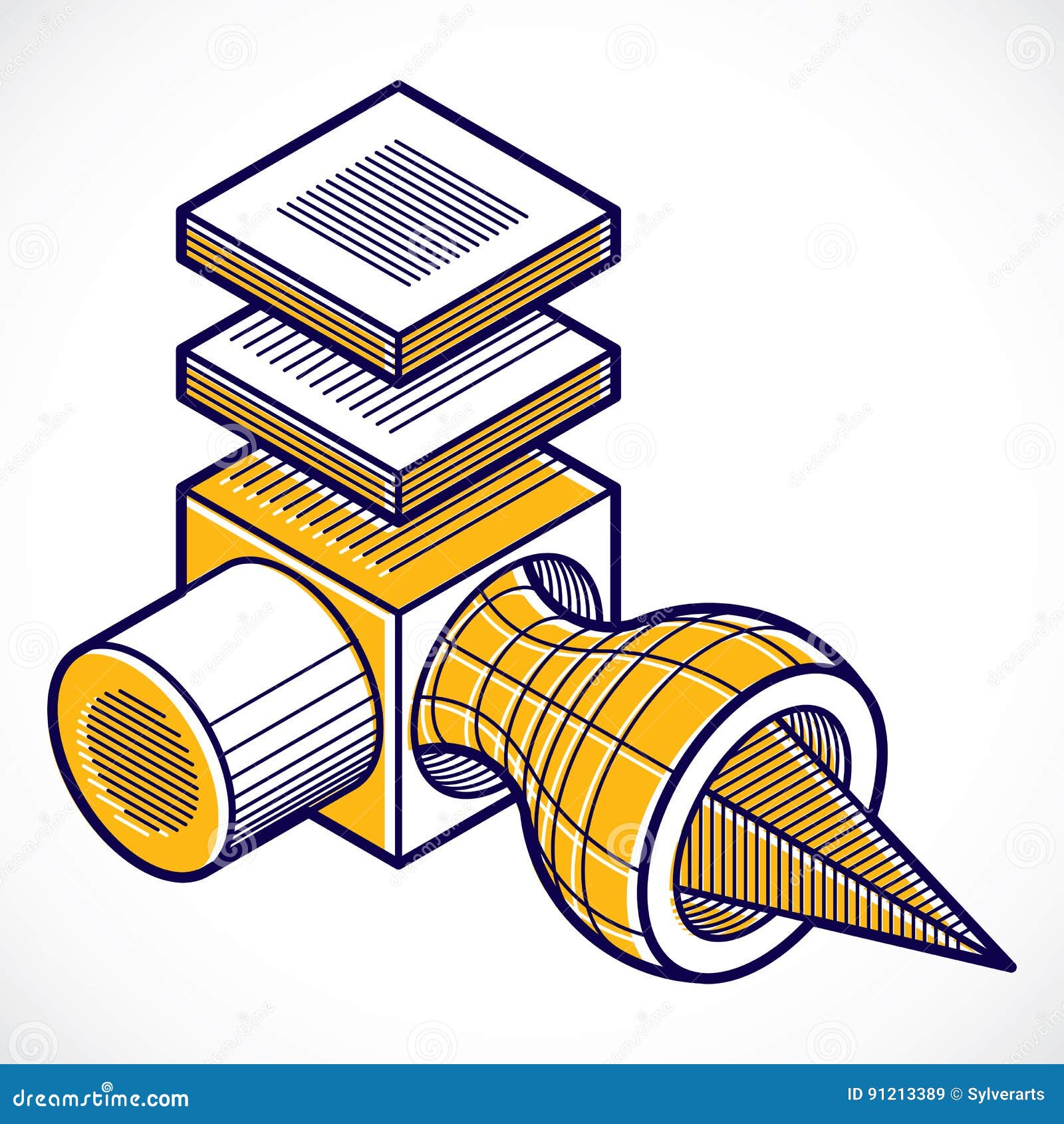3D Engineering Vector, Abstract Shape Made Using Cubes and Geometric ...
