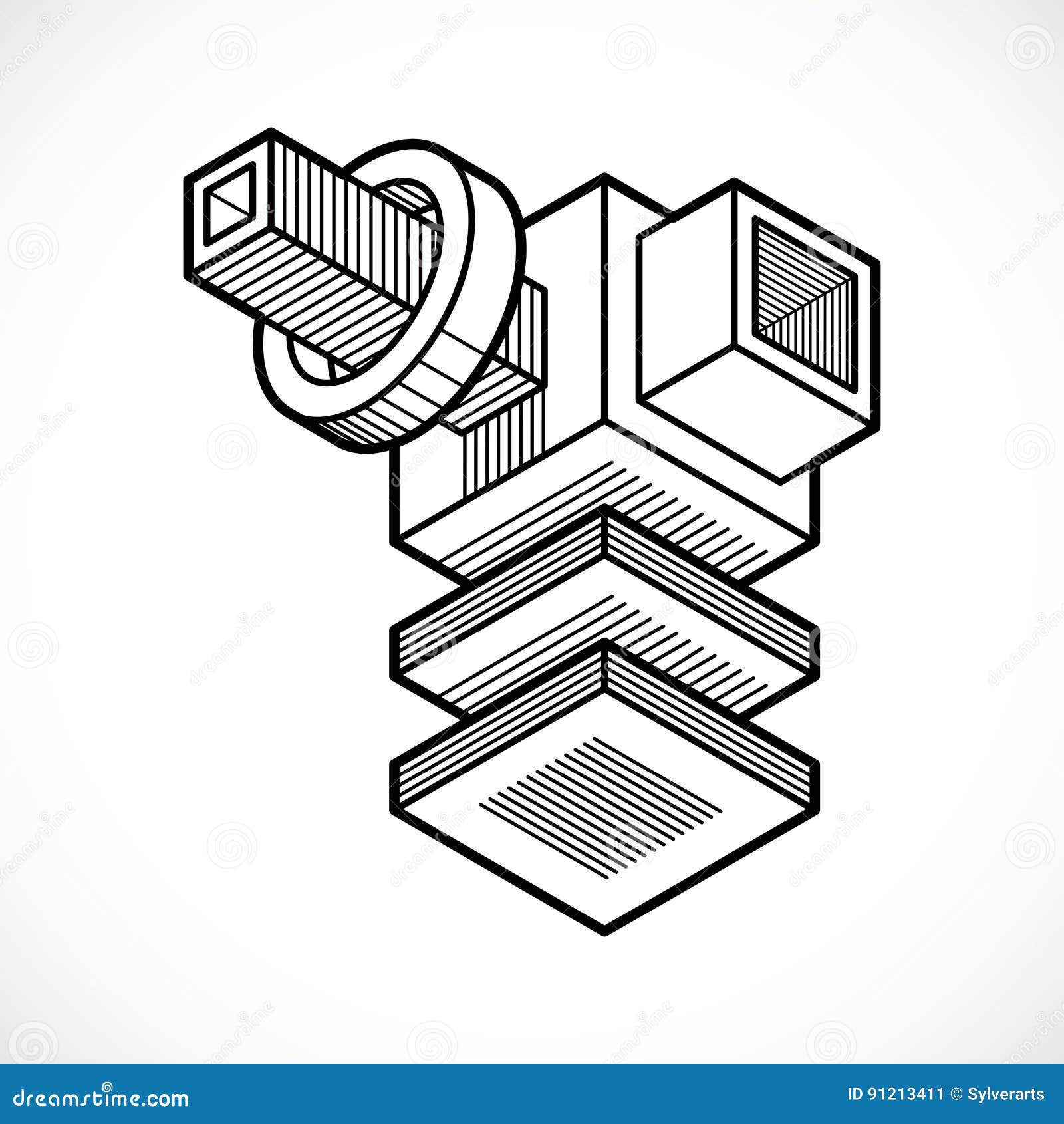 3D Engineering Vector, Abstract Shape Made Using Cubes and Geometric ...