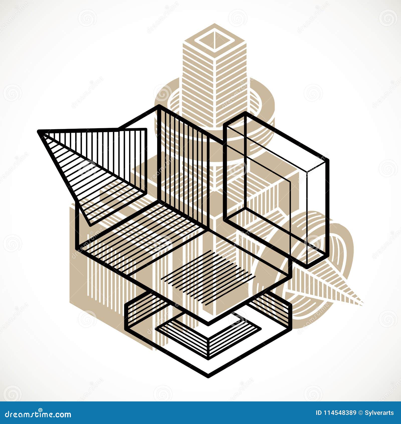 3D Engineering Vector, Abstract Shape Made Using Cubes and Geometric ...
