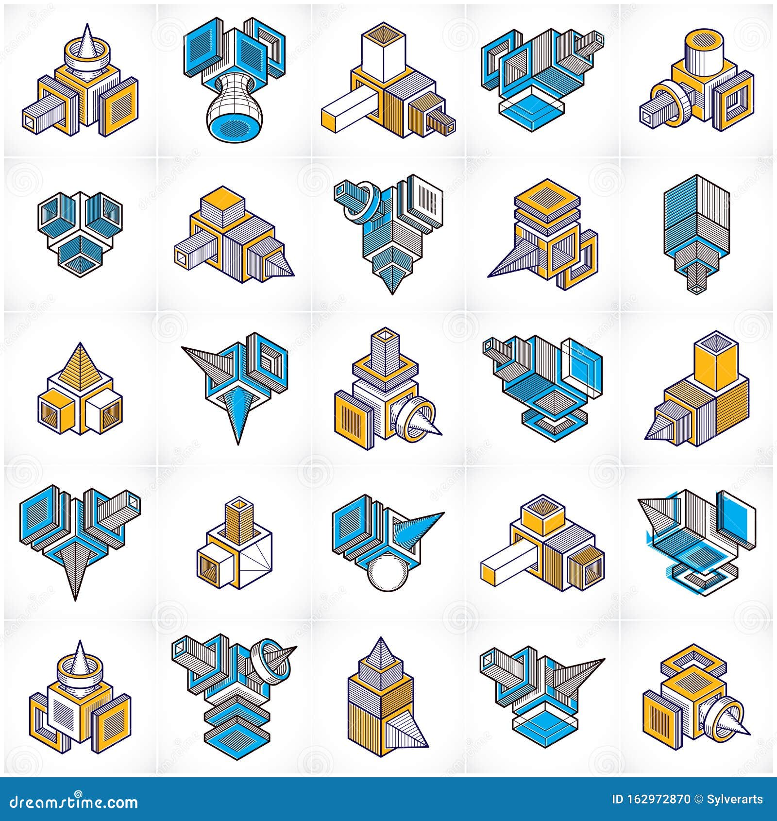 3D Engineering Vectors, Abstract Shapes Collection Stock Vector ...