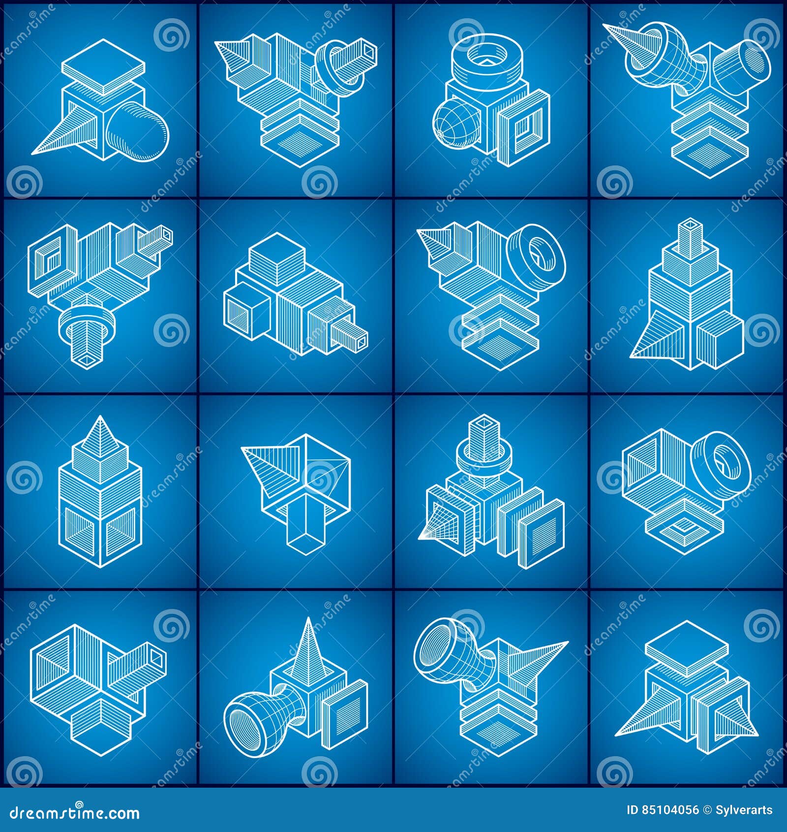 3D Engineering Vectors, Abstract Shapes Collection. Stock Vector ...