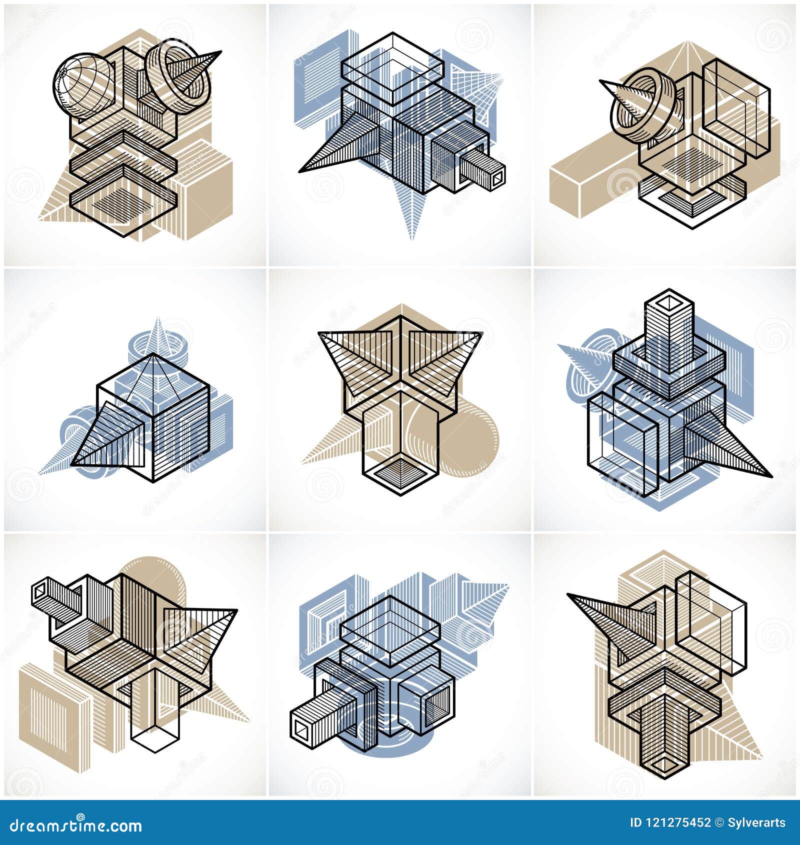 3D Engineering Vectors, Collection of Abstract Shapes. Stock Vector ...