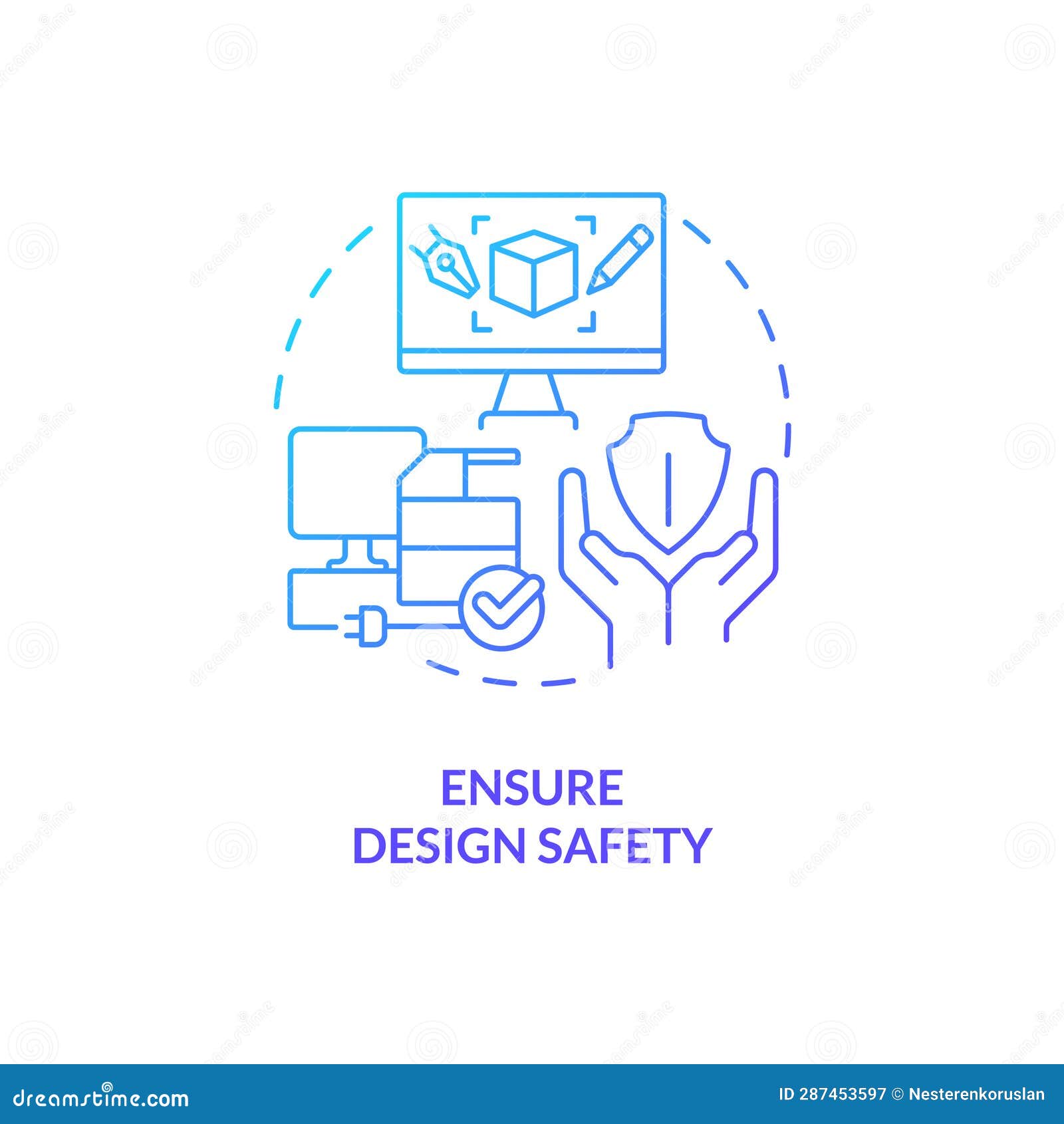 2D Ensure Design Safety Gradient Icon Concept Stock Illustration ...