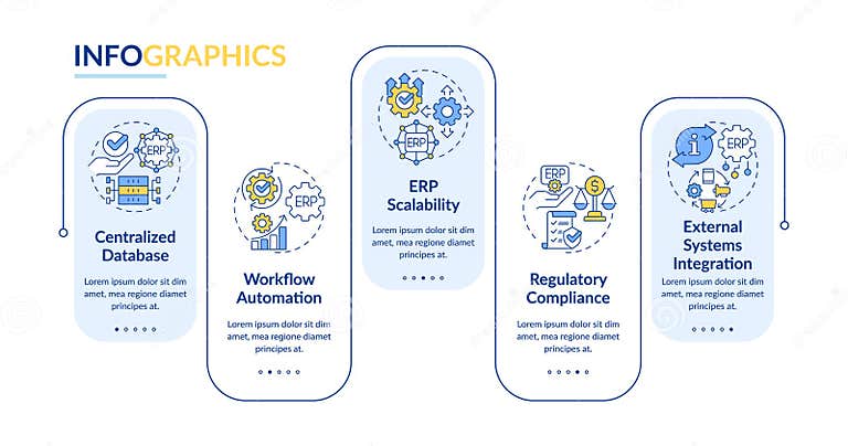 2D ERP Layout with Multicolor Line Icons Stock Illustration ...