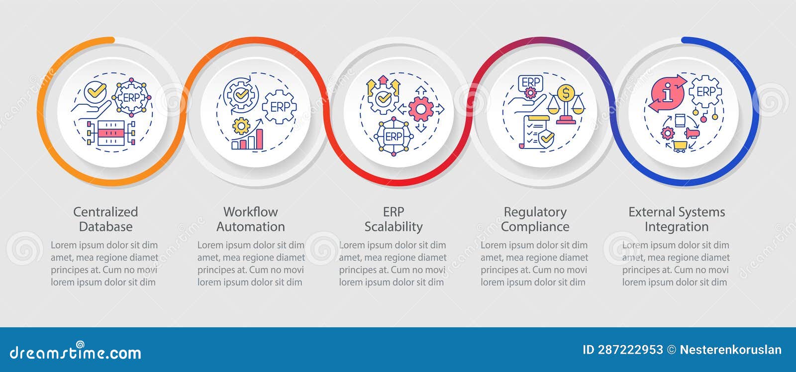 2D ERP Layout with Colorful Line Icons Stock Vector - Illustration of ...