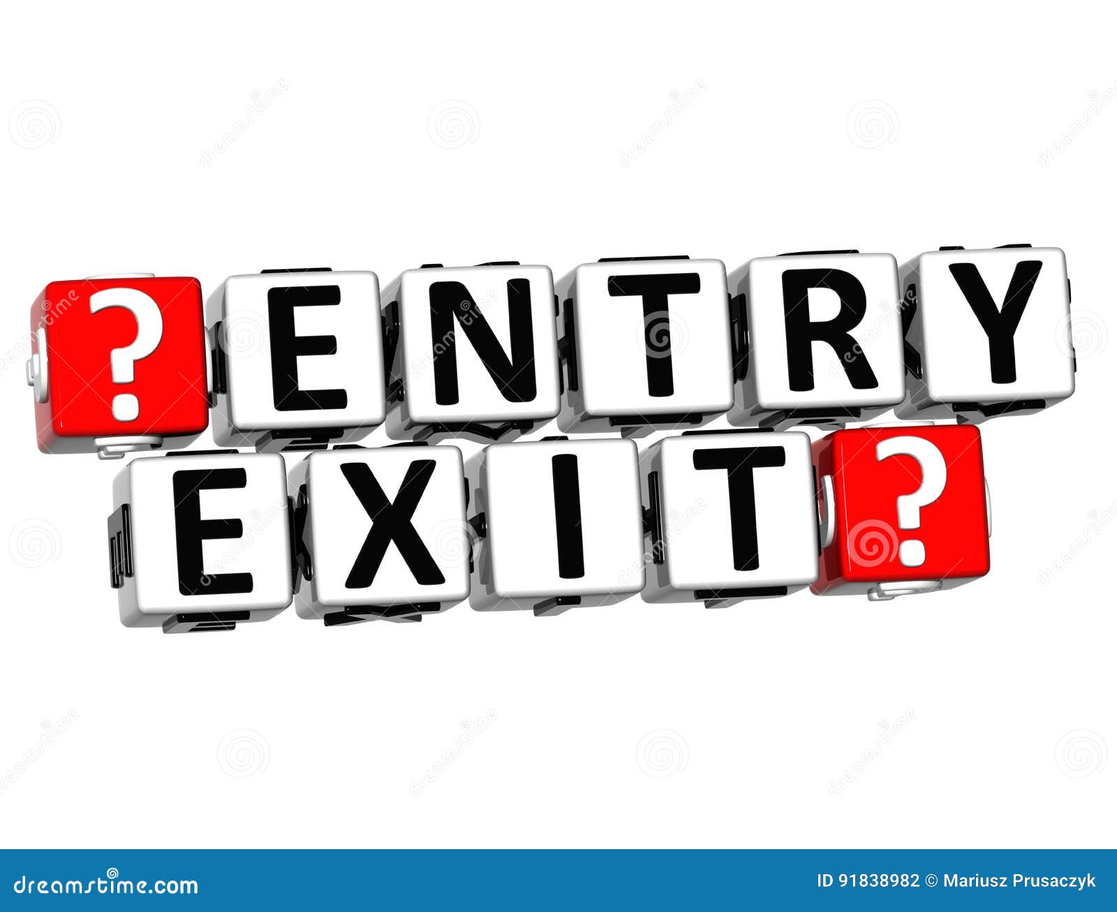 3D Entry Exit Button Click Here Block Text Stock Illustration ...