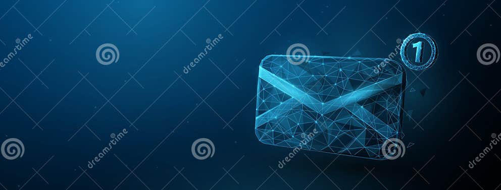 3d Envelope Email, Message Vector Icon. Low Poly Style with Wireframe ...