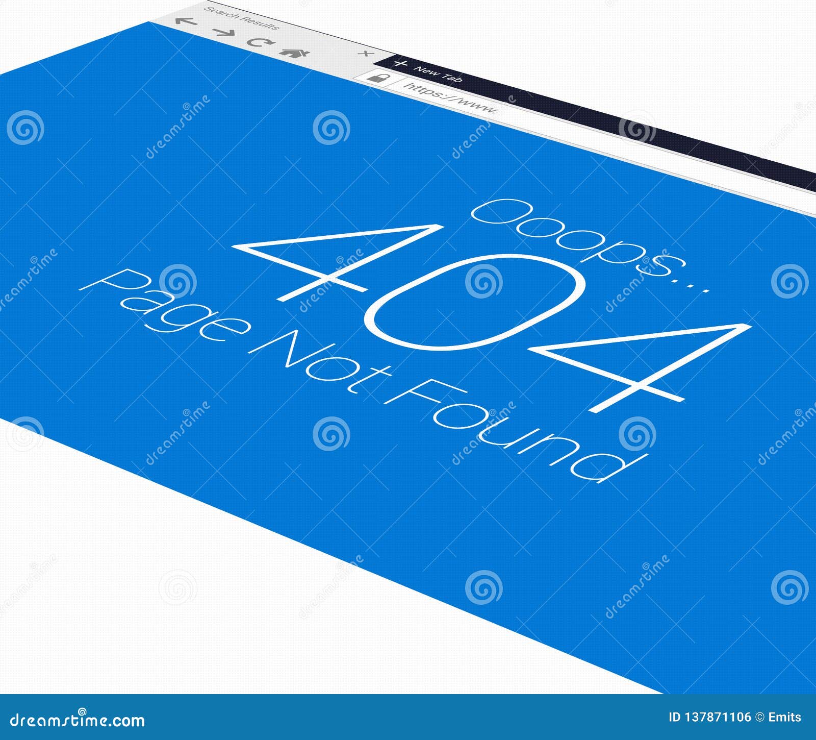 3D Error 404 in Browser with Blue Background at an Angle Stock Photo ...