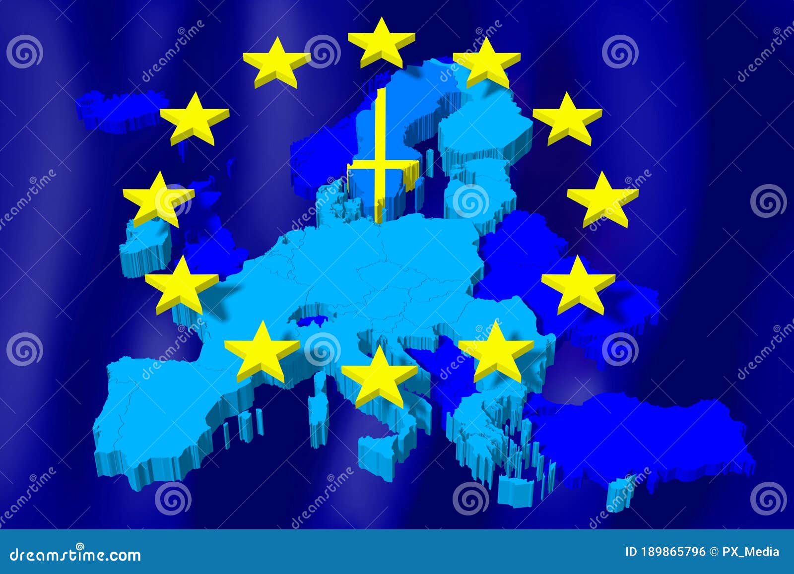 Sweden and European Union Maps/ Flags Stock Illustration - Illustration ...