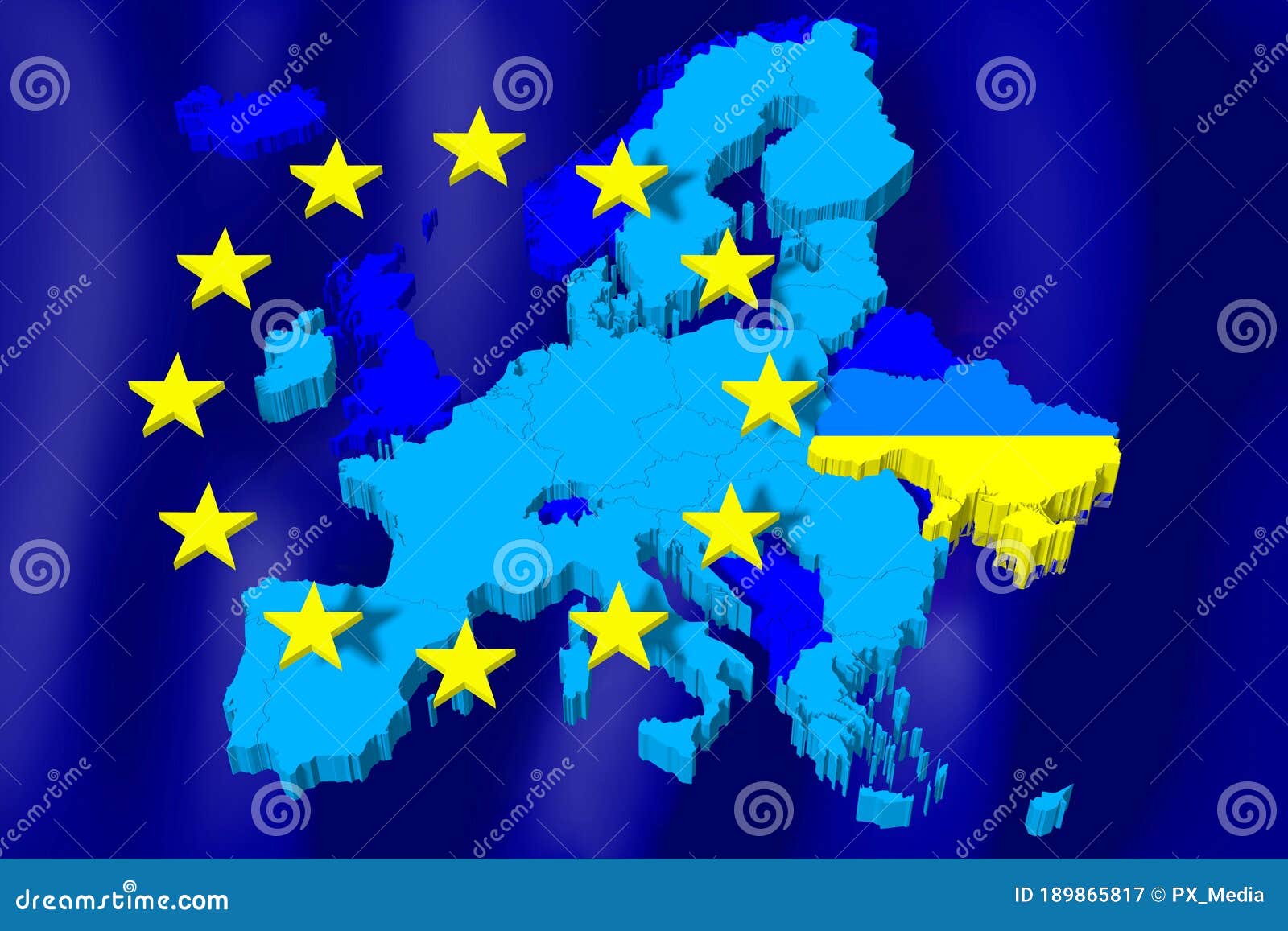 Ukraine and European Union Maps/ Flags Stock Illustration ...
