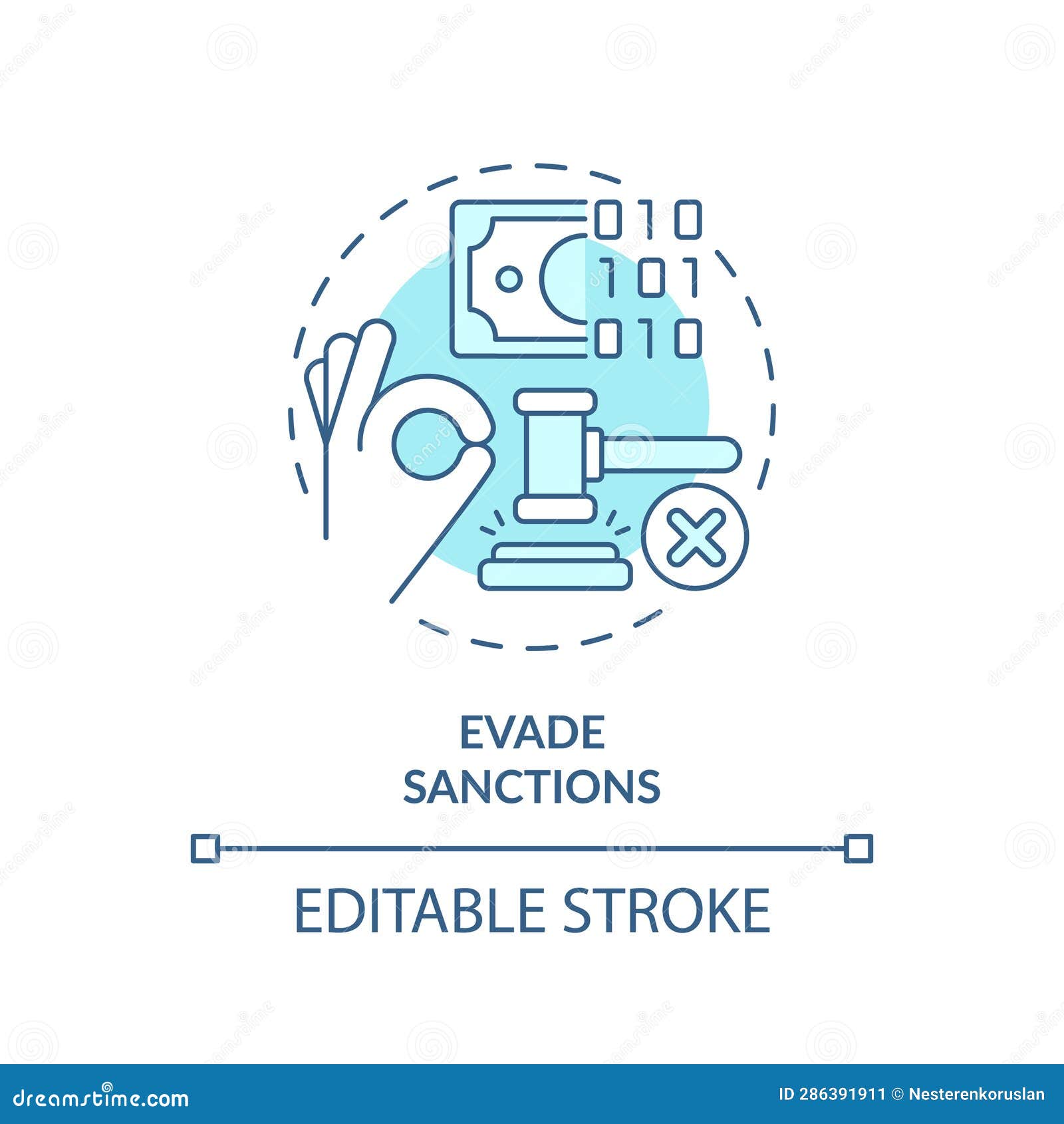 2D Evade Sanctions Blue Line Icon Concept Stock Illustration ...