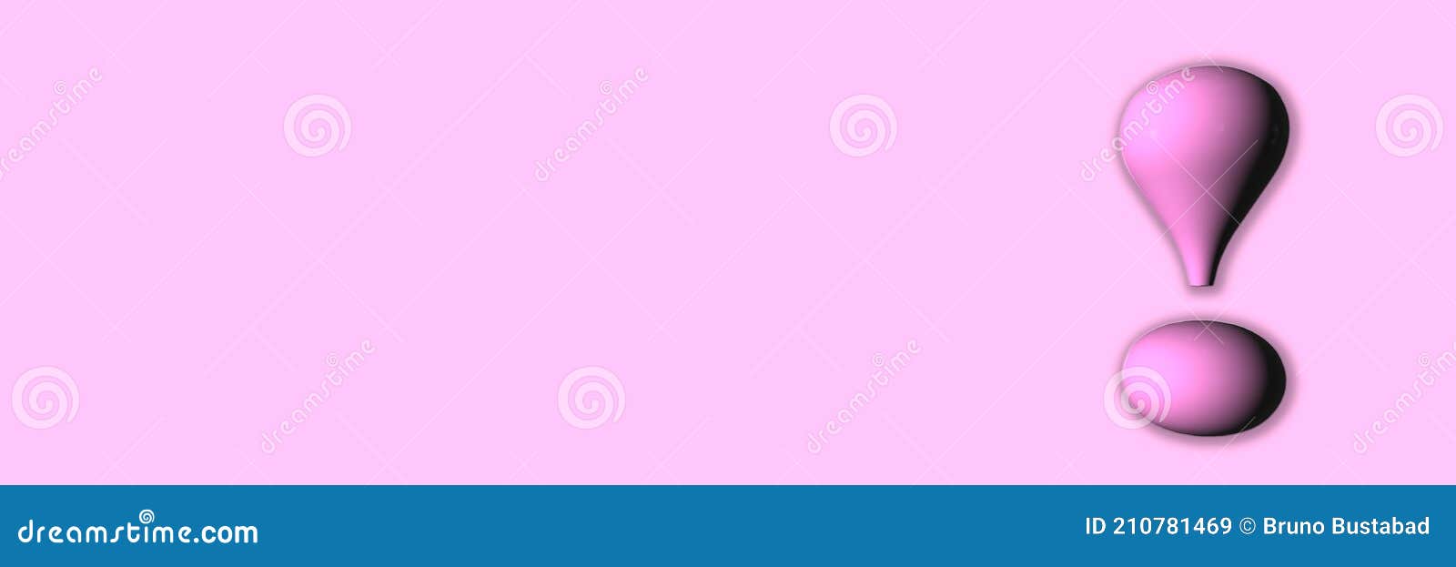 3D Exclamation Point, in a Pink Background. Banner Format with Copy ...