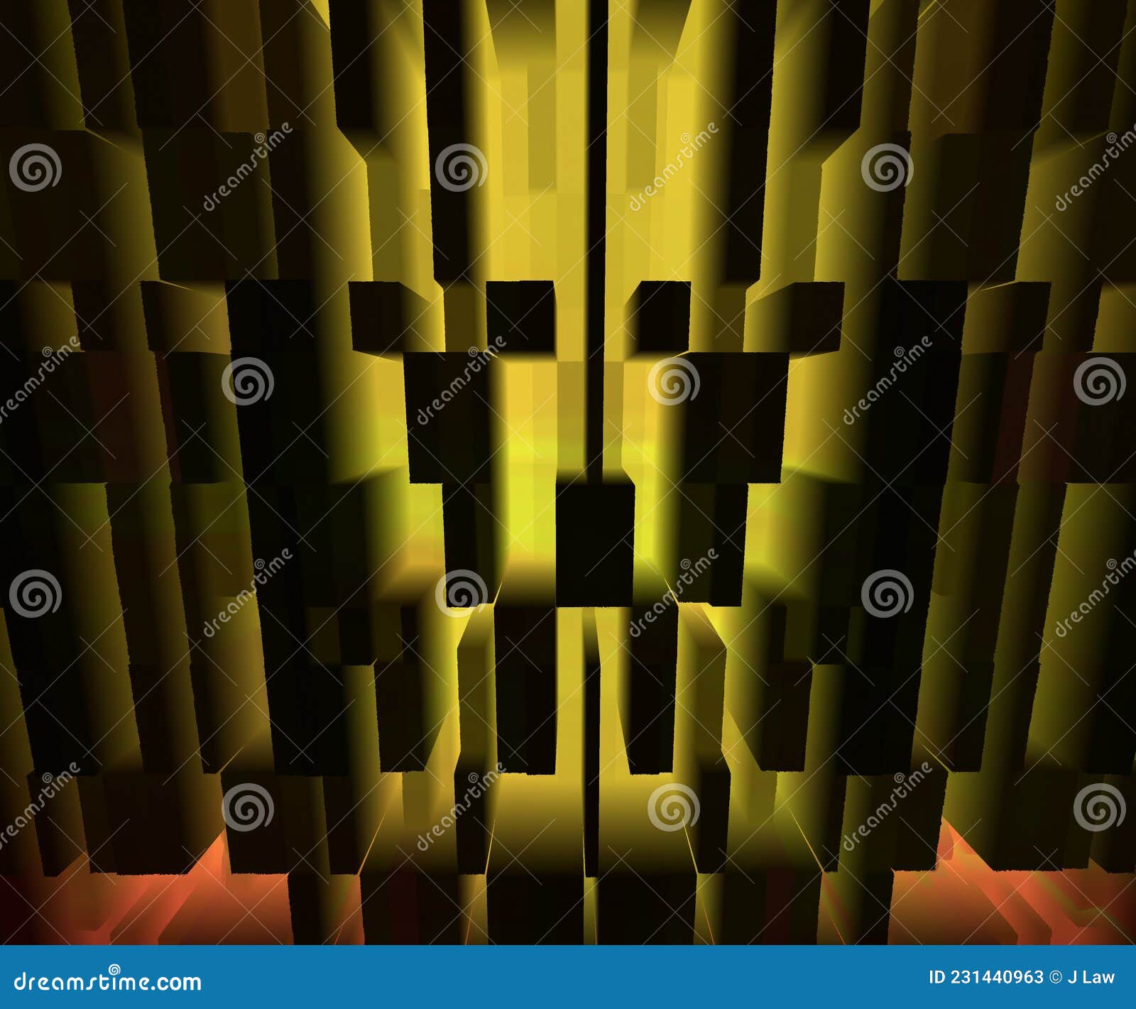 3D Exploding Surface View Puzzle in Yellow Gold and Orange Geometric ...