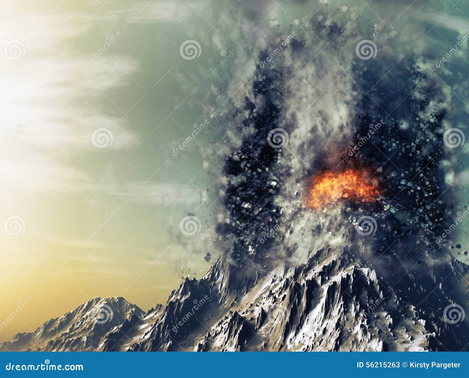 3D exploding volcano stock illustration. Illustration of landscape ...