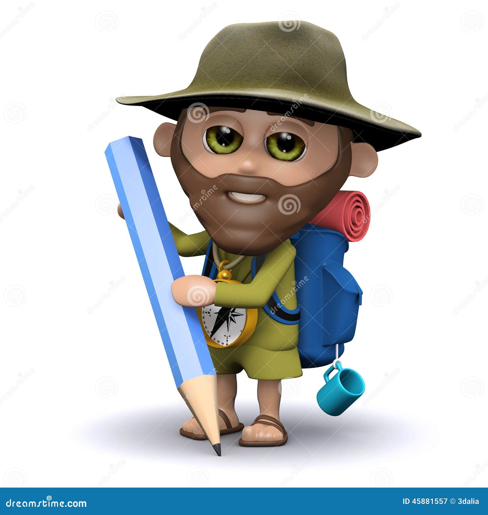3d Explorer Drawing with a Pencil Stock Illustration - Illustration of ...