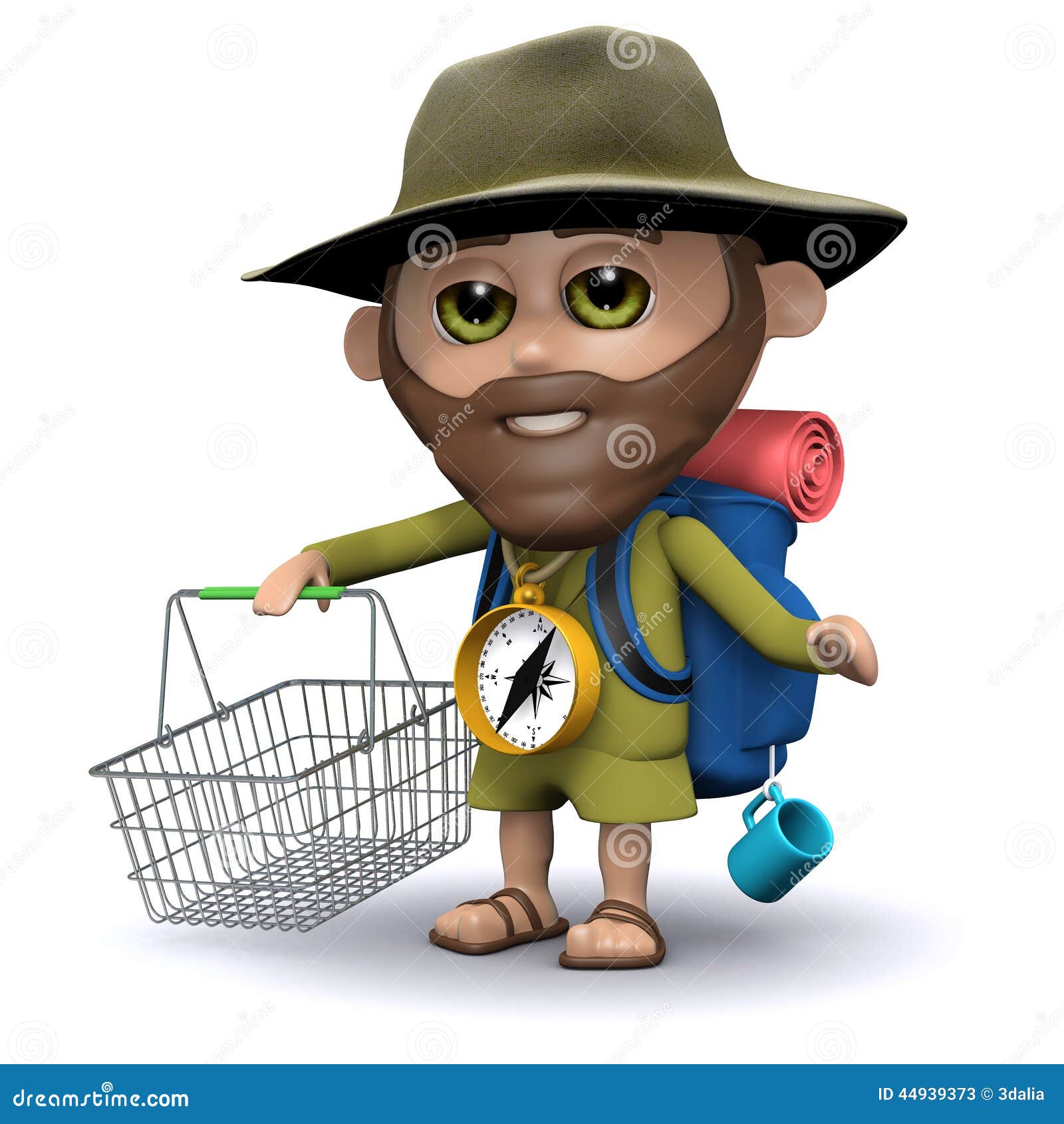 3d Explorer goes shopping stock illustration. Illustration of geologist ...