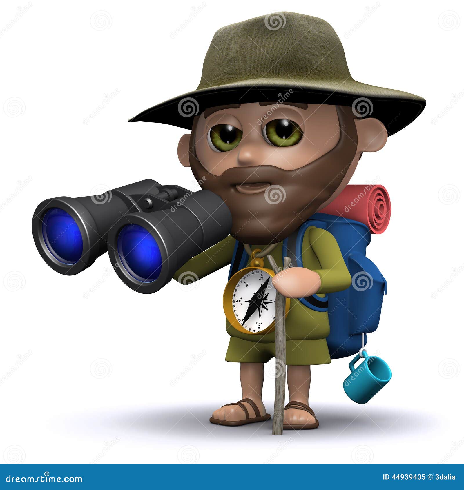 3d Explorer Looks through Binoculars Stock Illustration - Illustration ...