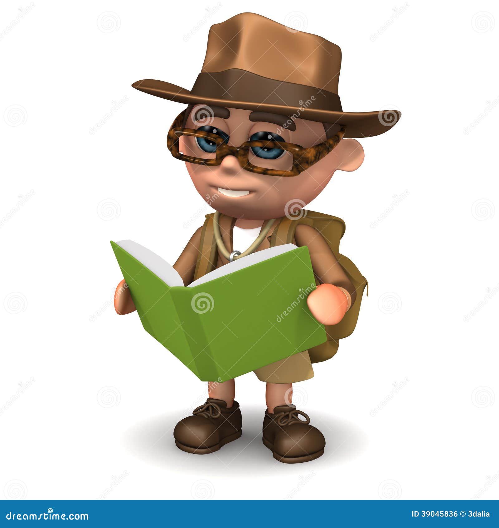 3d Explorer reads a book stock illustration. Illustration of expedition ...