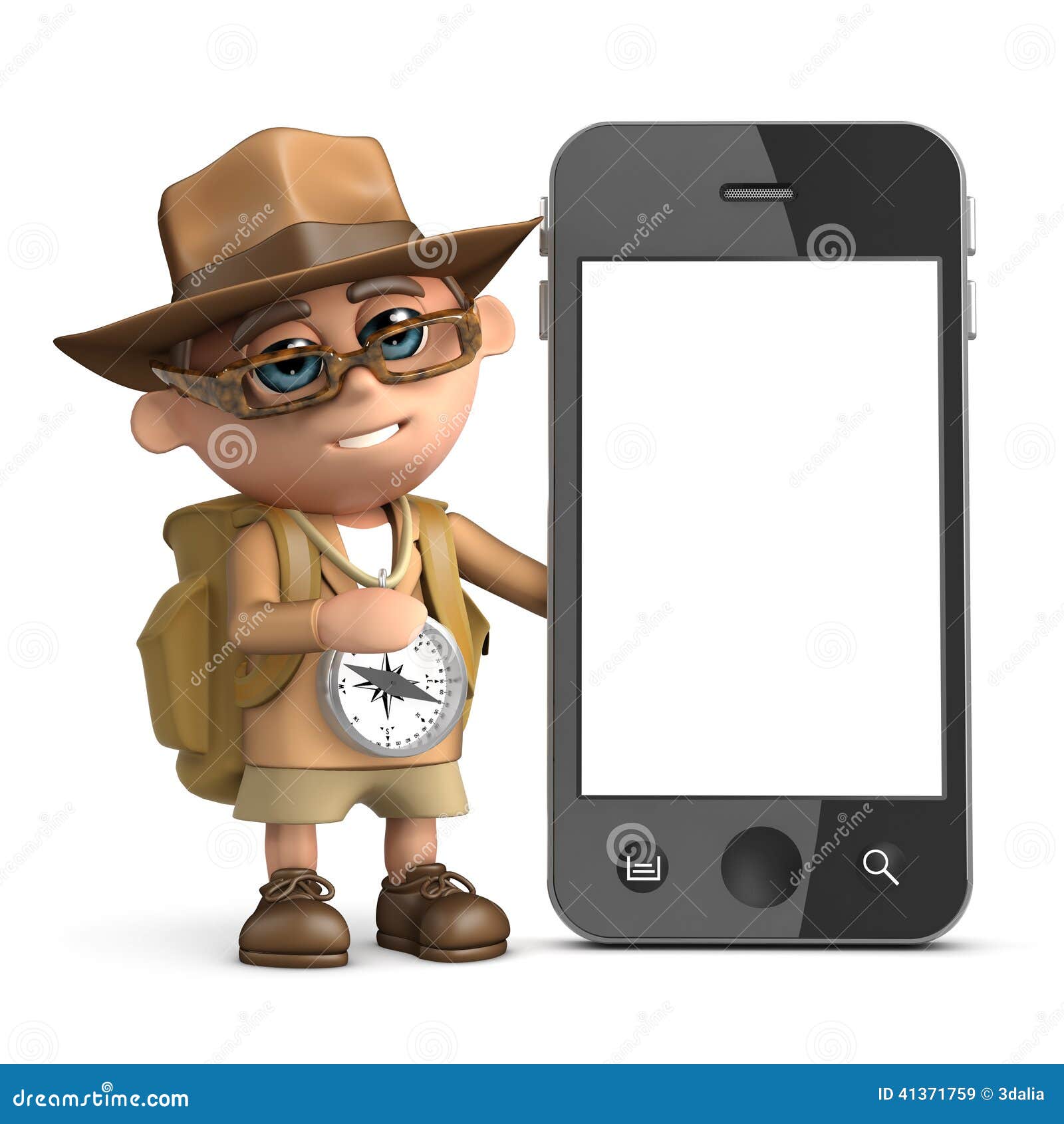 3d Explorer smartphone stock illustration. Illustration of hiker - 41371759