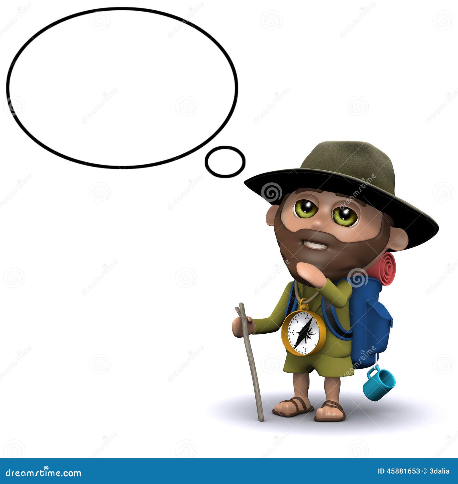 3d Explorer is thinking stock illustration. Illustration of cogitate ...