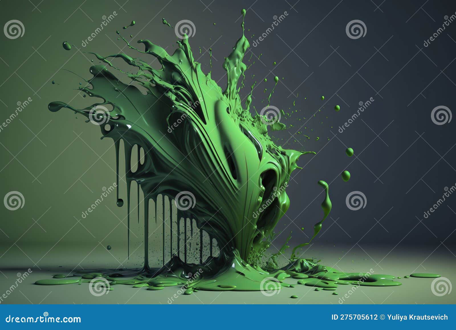 3d Explosion of Green Paint Drips. Generative AI Stock Illustration ...