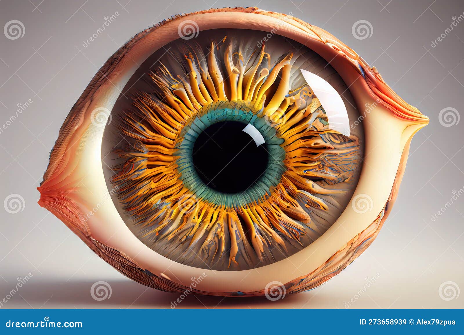 3D Eye Model with Realistic Anatomy - Generative AI Stock Illustration ...