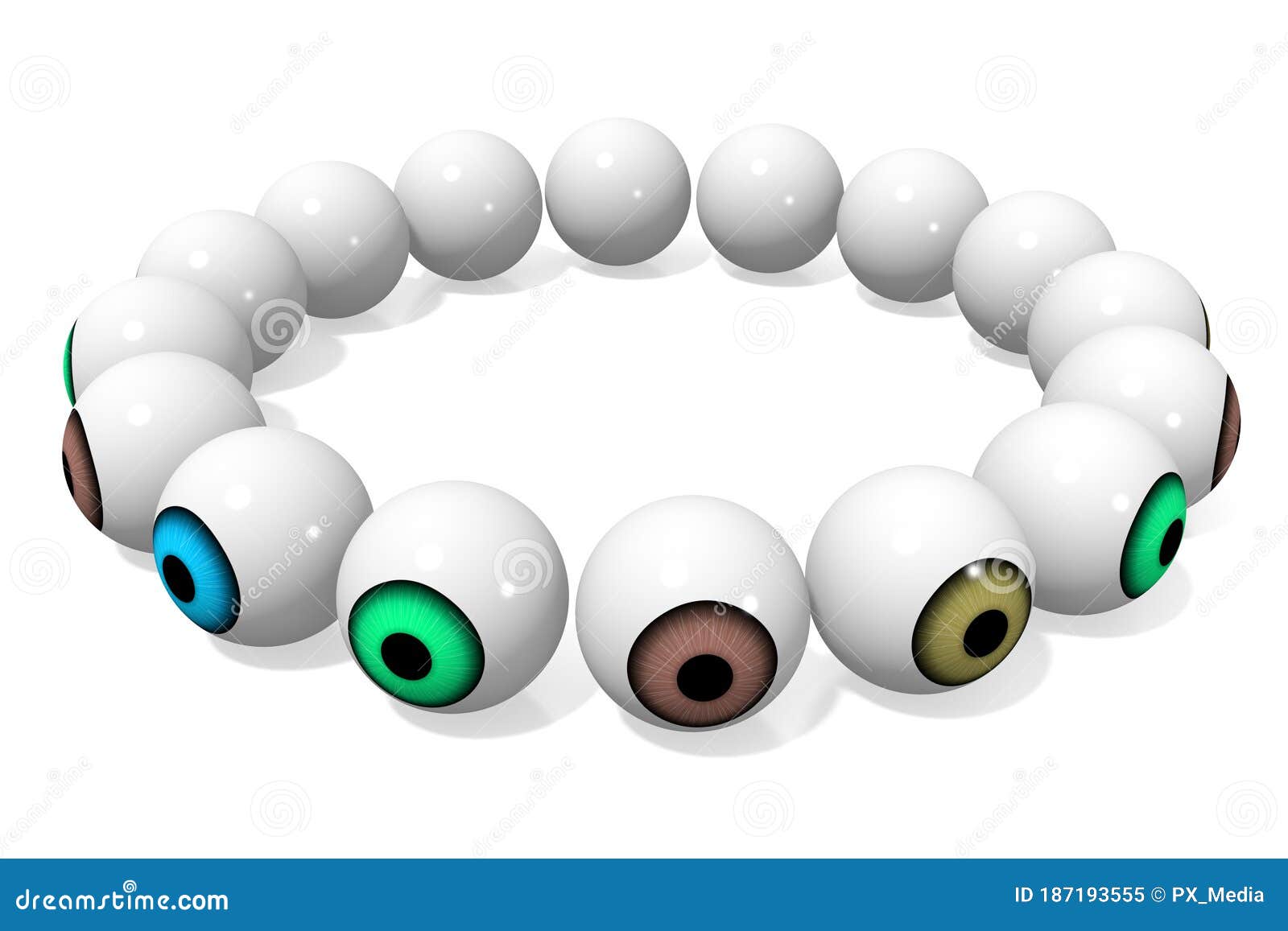 Colorful Eyeballs, White Background - 3D Illustration Stock ...