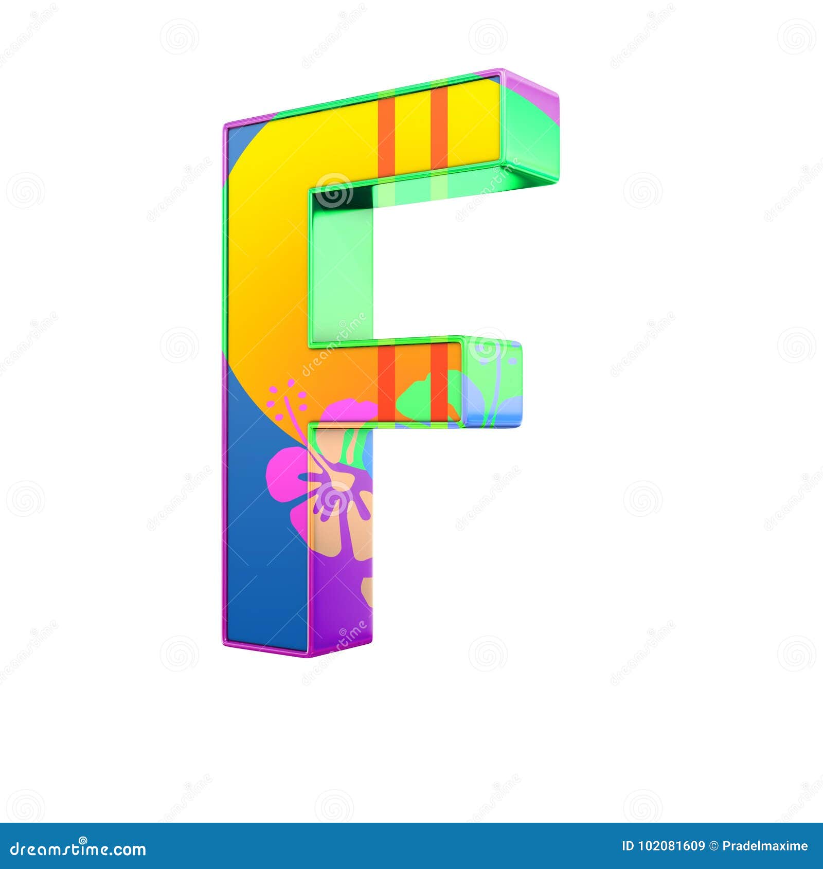 3D `F` Letter with Exotic Colors Stock Illustration - Illustration of ...
