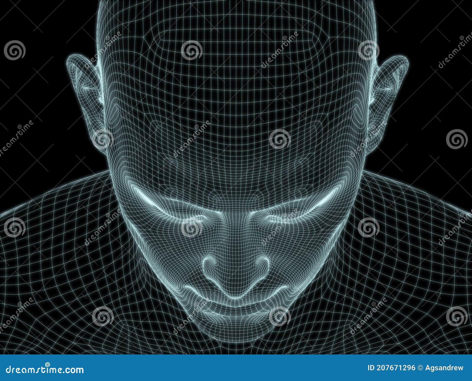 3D Face Mesh stock illustration. Illustration of imagination - 207671296